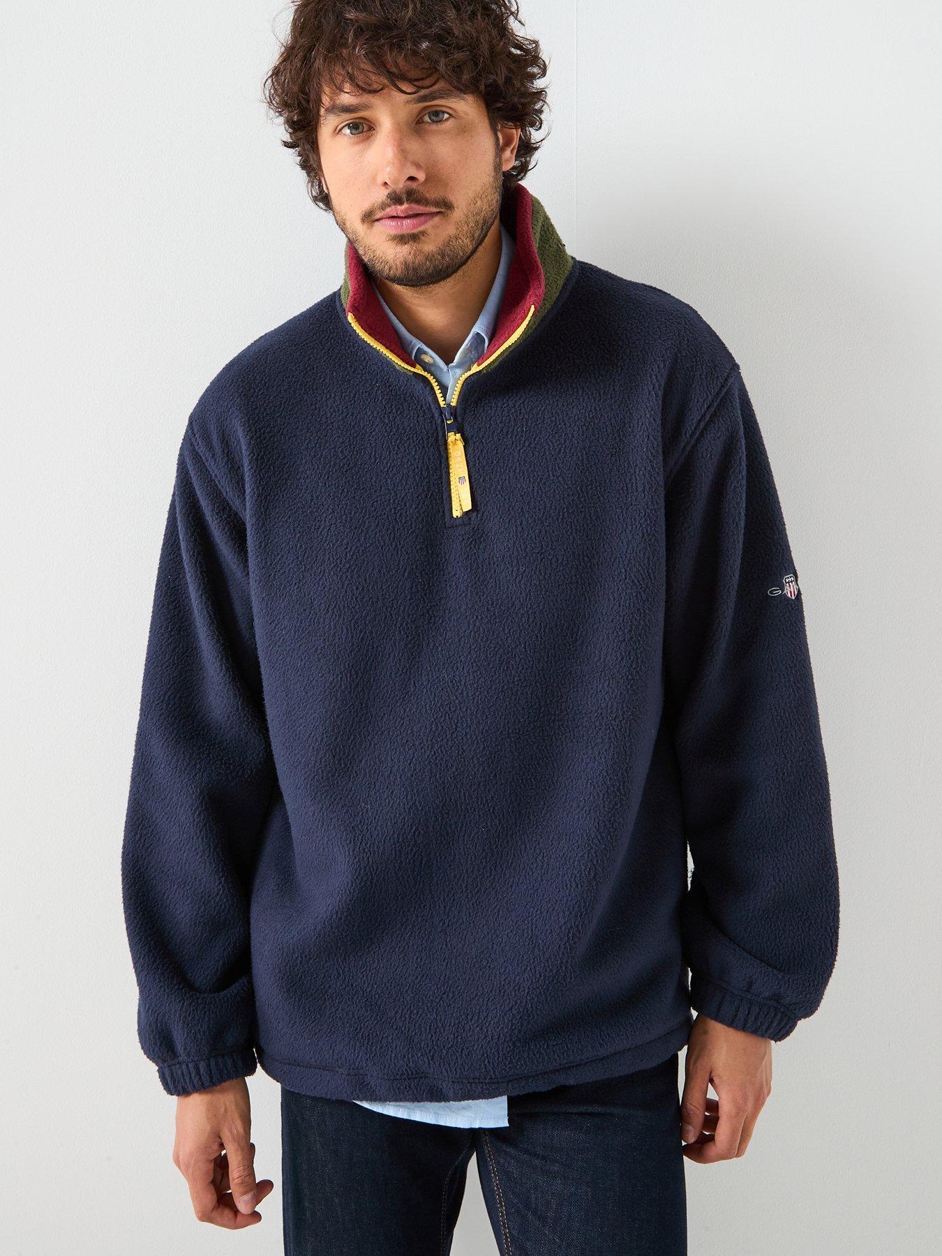 GANT Colourblock Polar Fleece 1/4 Zip Sweat - Navy | Very