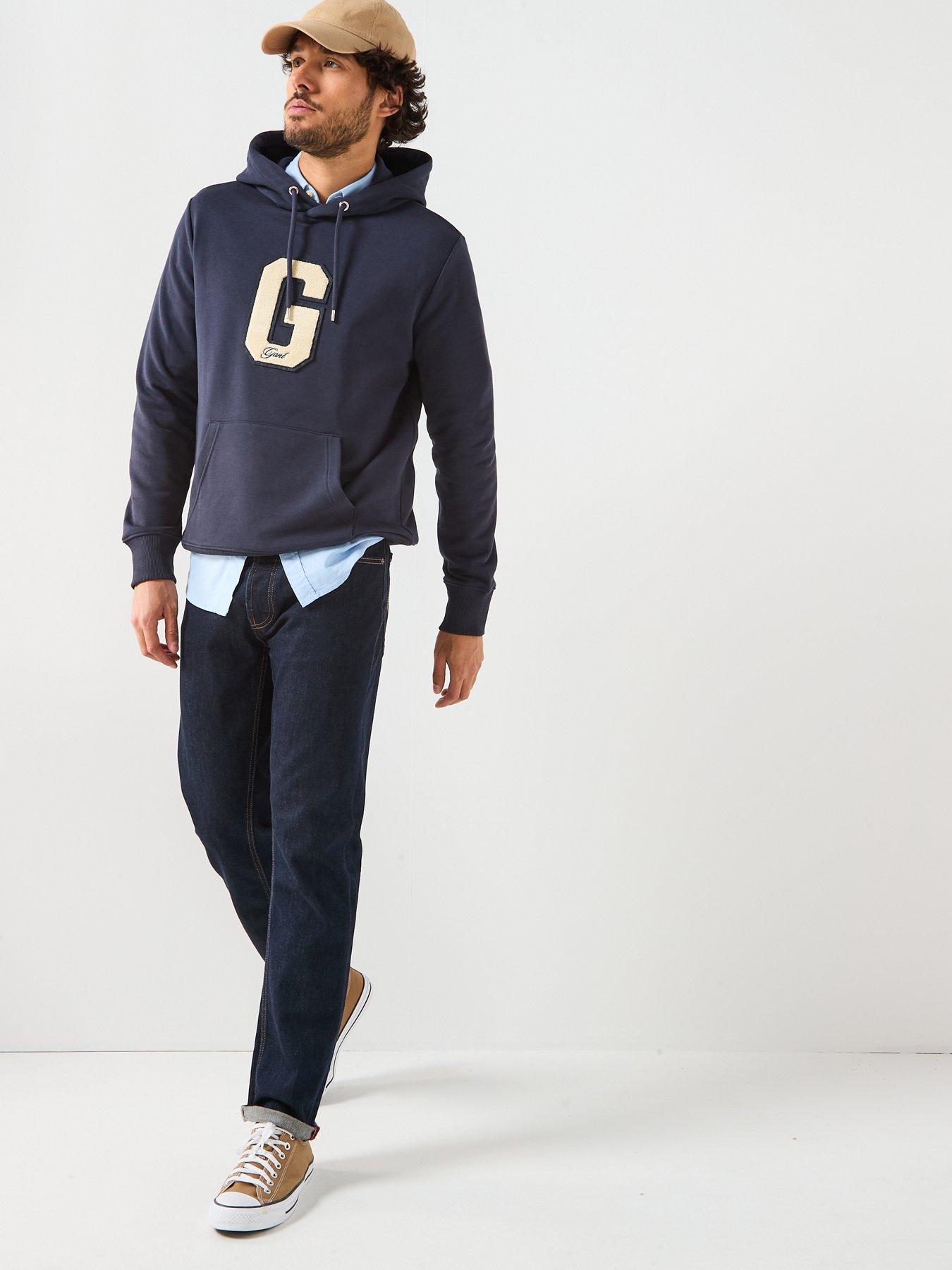 GANT Regular Fit G Badge Overhead Hoodie - Navy | Very