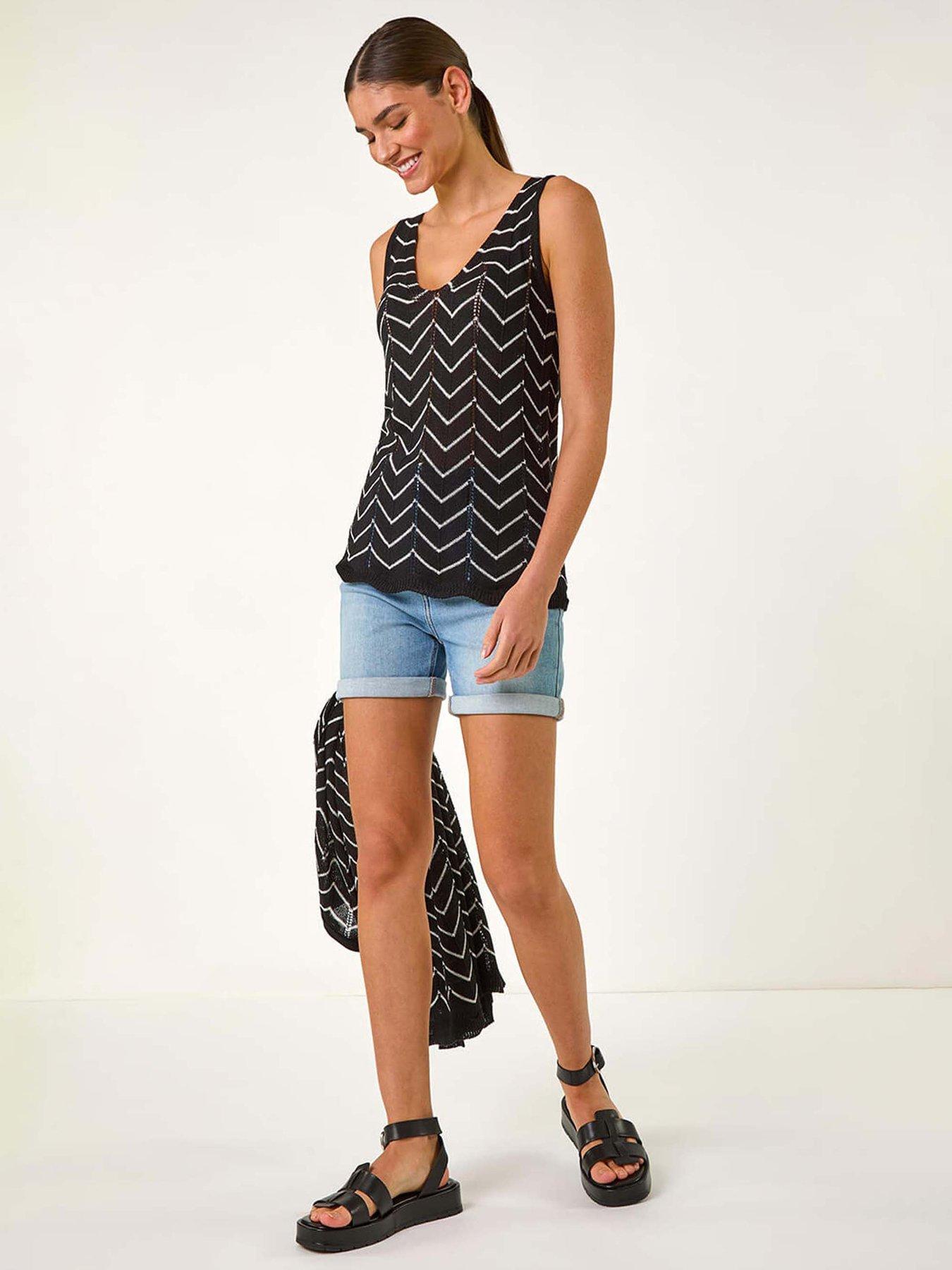 Roman Longline Zig Zag Knit Vest - Black | Very