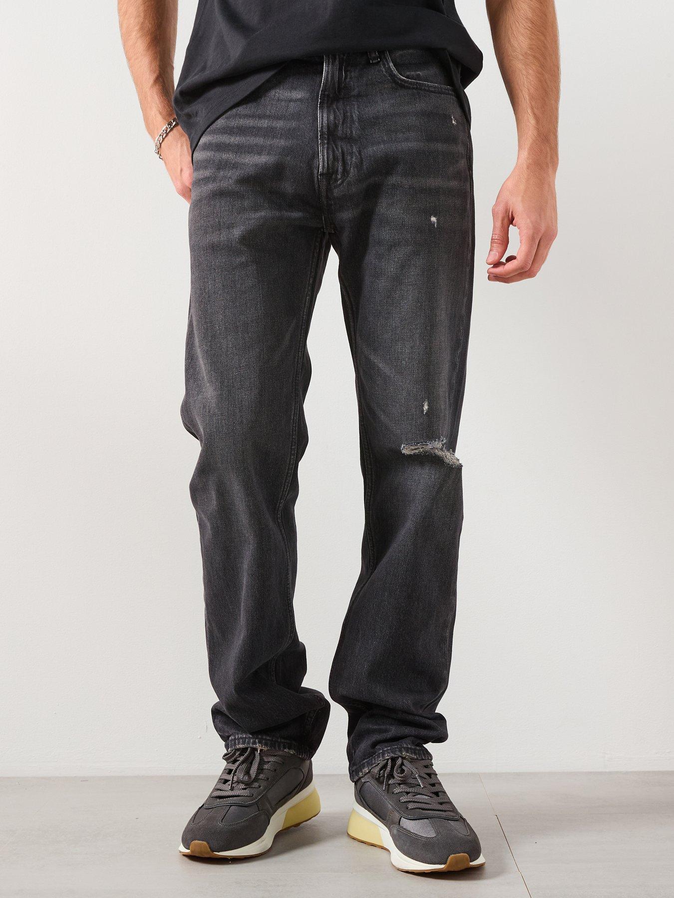 Calvin Klein Jeans Standard Straight Rip Repair Jeans - Black | Very