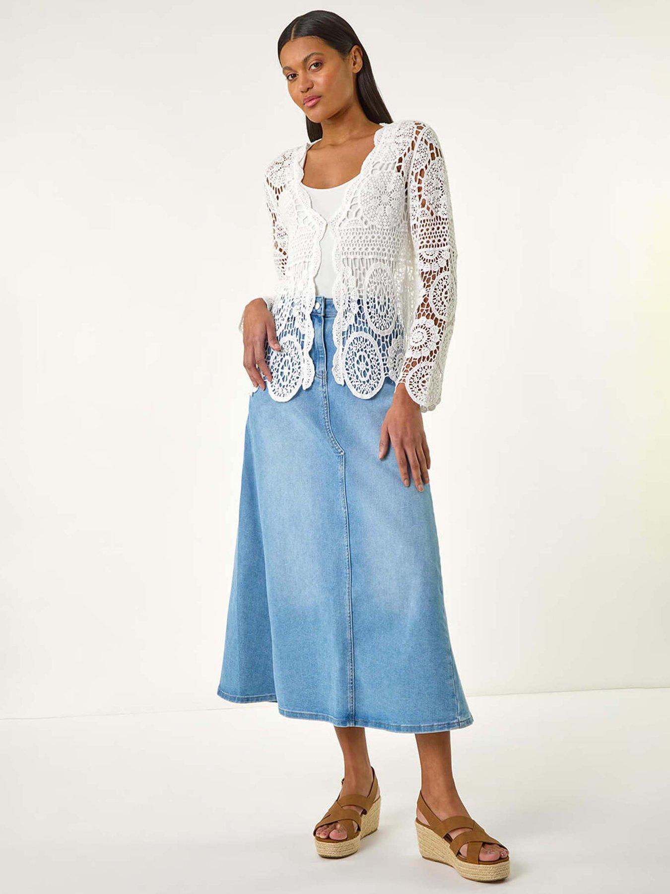 Roman Crochet Tie Front Knit Cardigan - White | Very