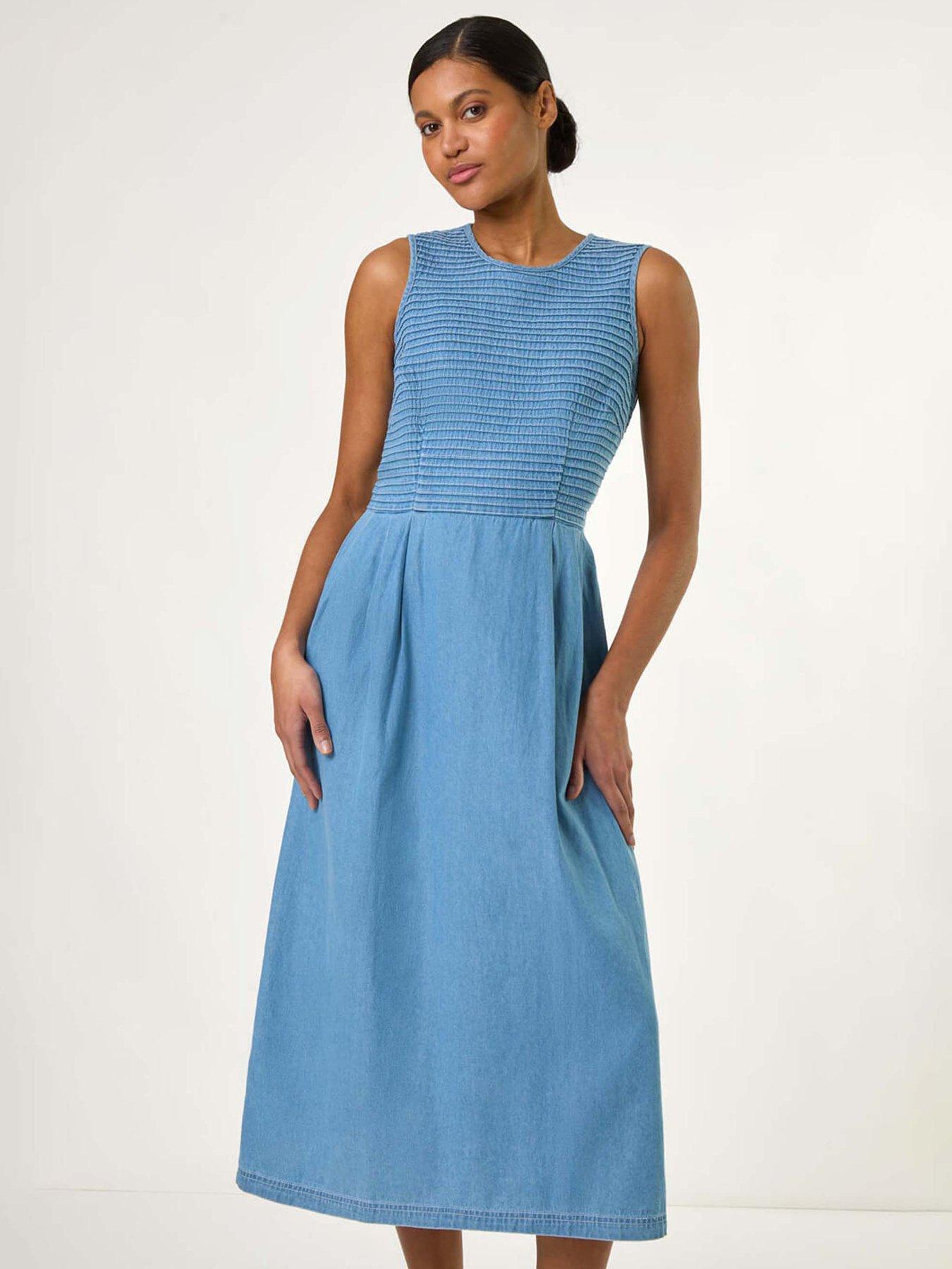 Roman Blue Midi Stretch Dress - Blue | Very