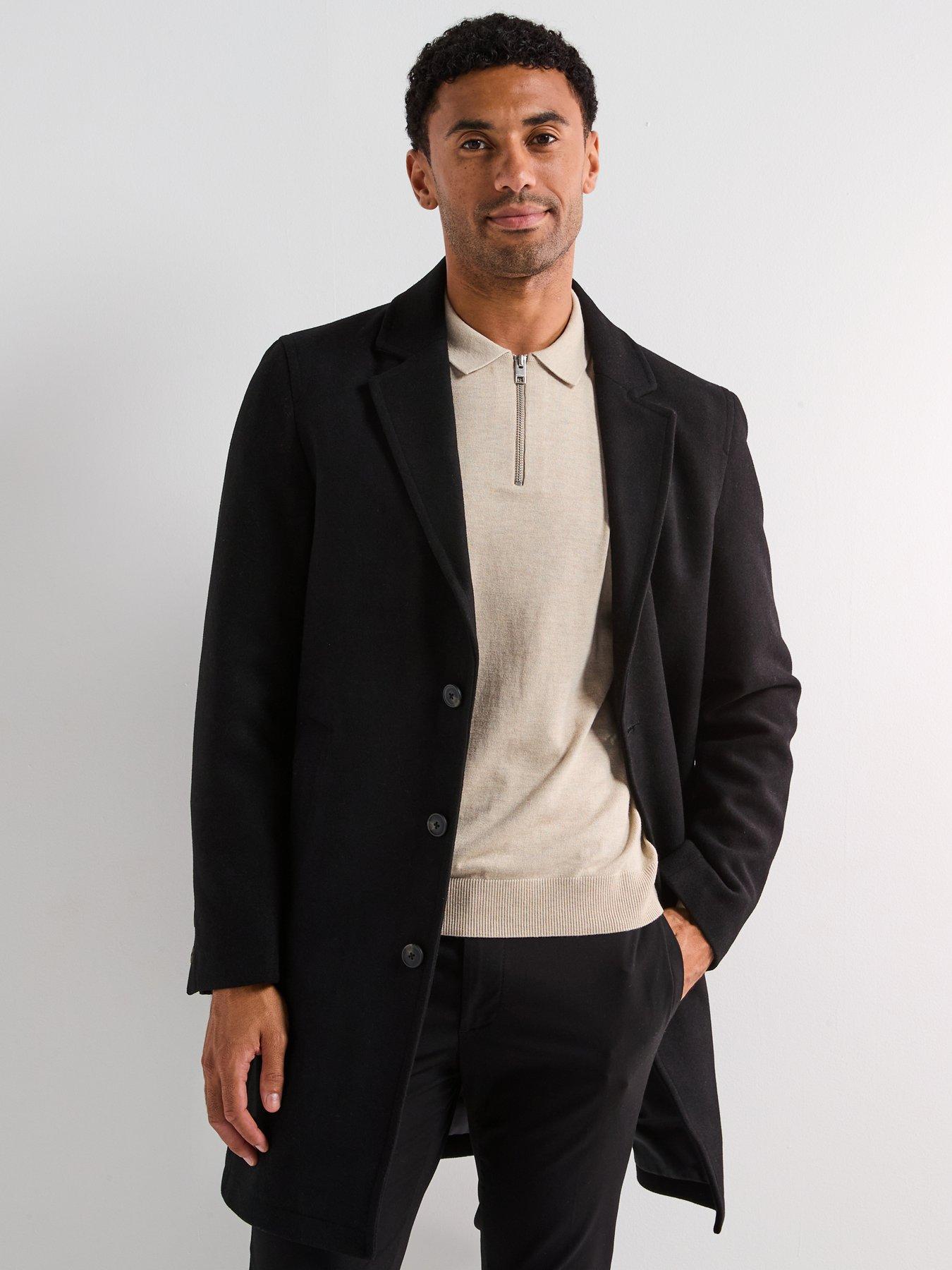Jack & Jones Harrison Wool Blend Overcoat - Black | Very