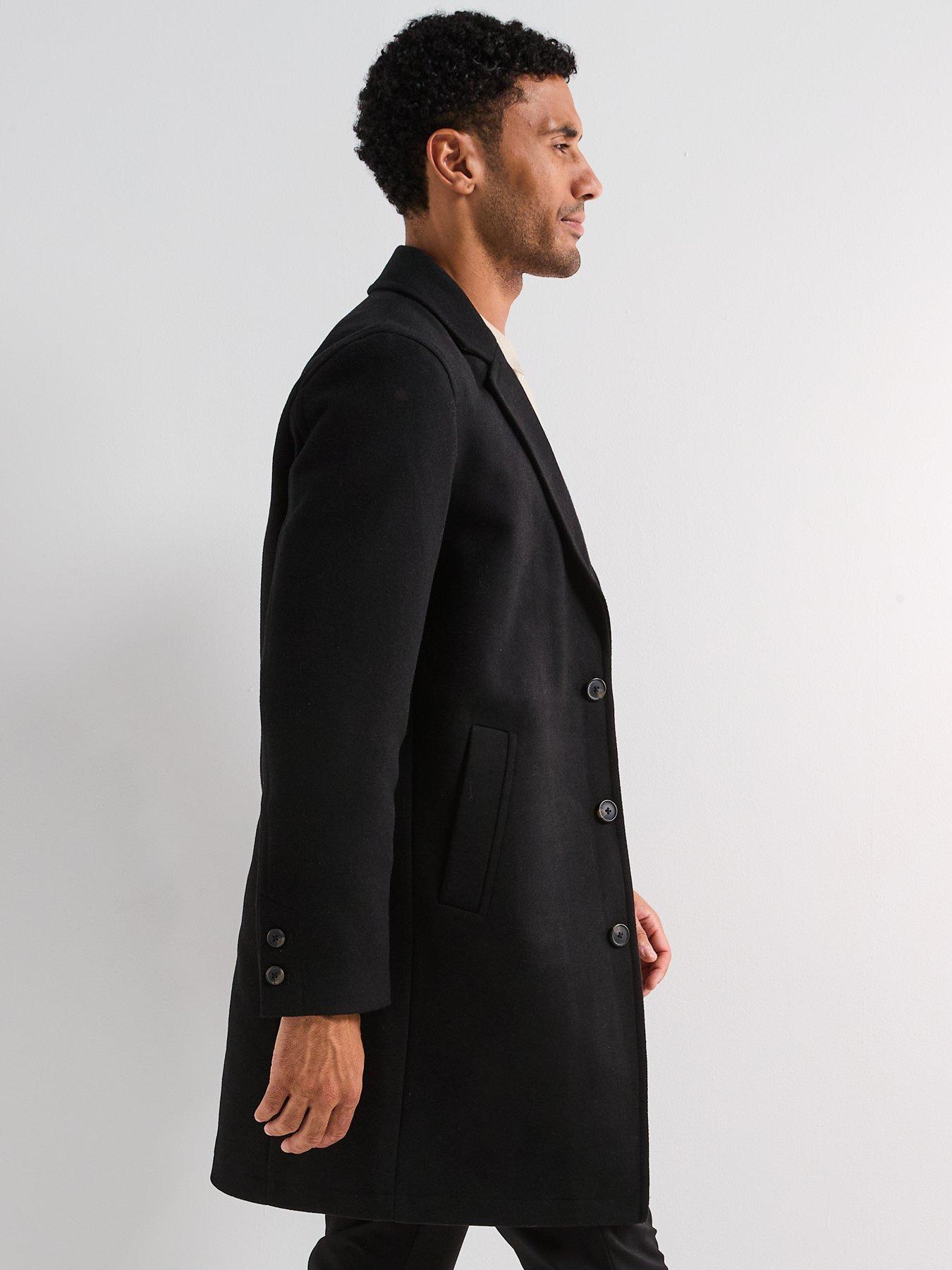 Jack & Jones Harrison Wool Blend Overcoat - Black | Very