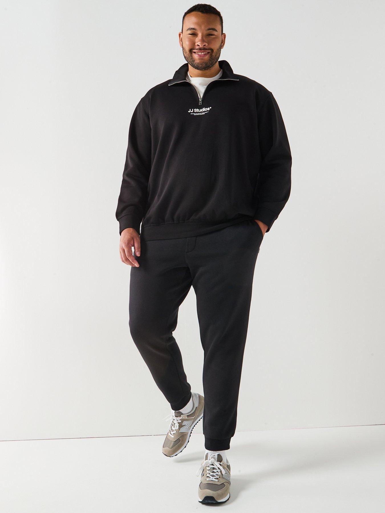 Jack & Jones Plus Size Soho Jj Studios 1/4 Zip Sweater - Black | Very