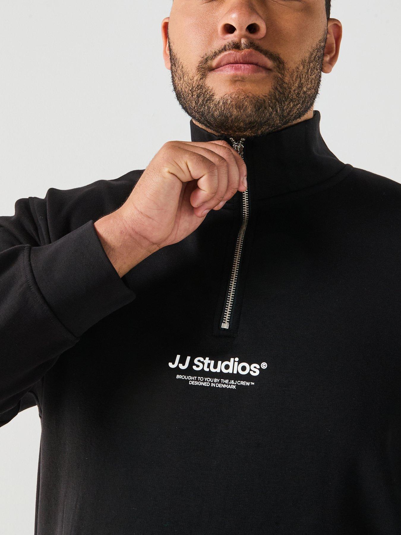 Jack & Jones Plus Size Soho Jj Studios 1/4 Zip Sweater - Black | Very