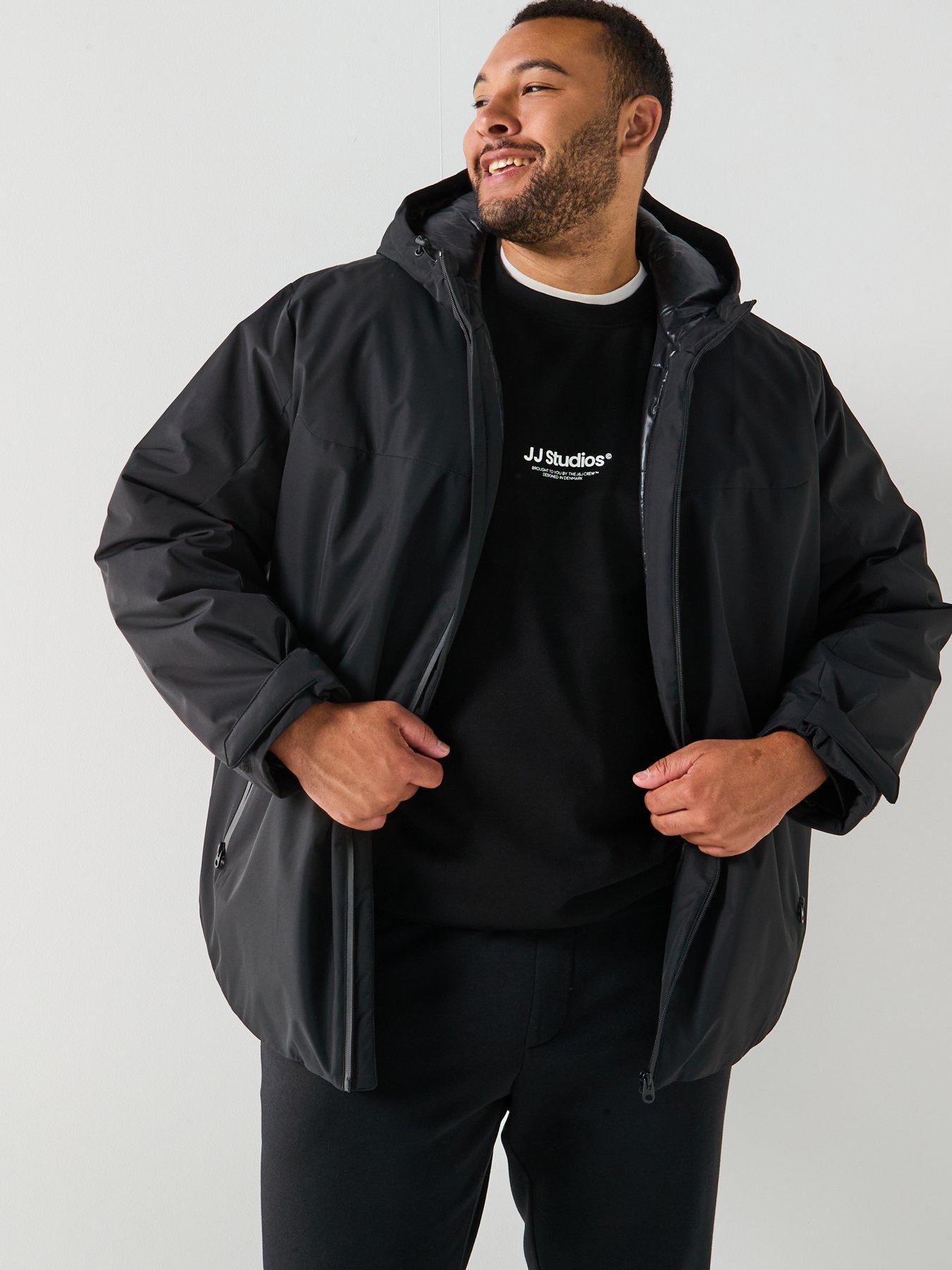 Jack & Jones Brandon Plus Size Transitional Hooded Padded - Black | Very