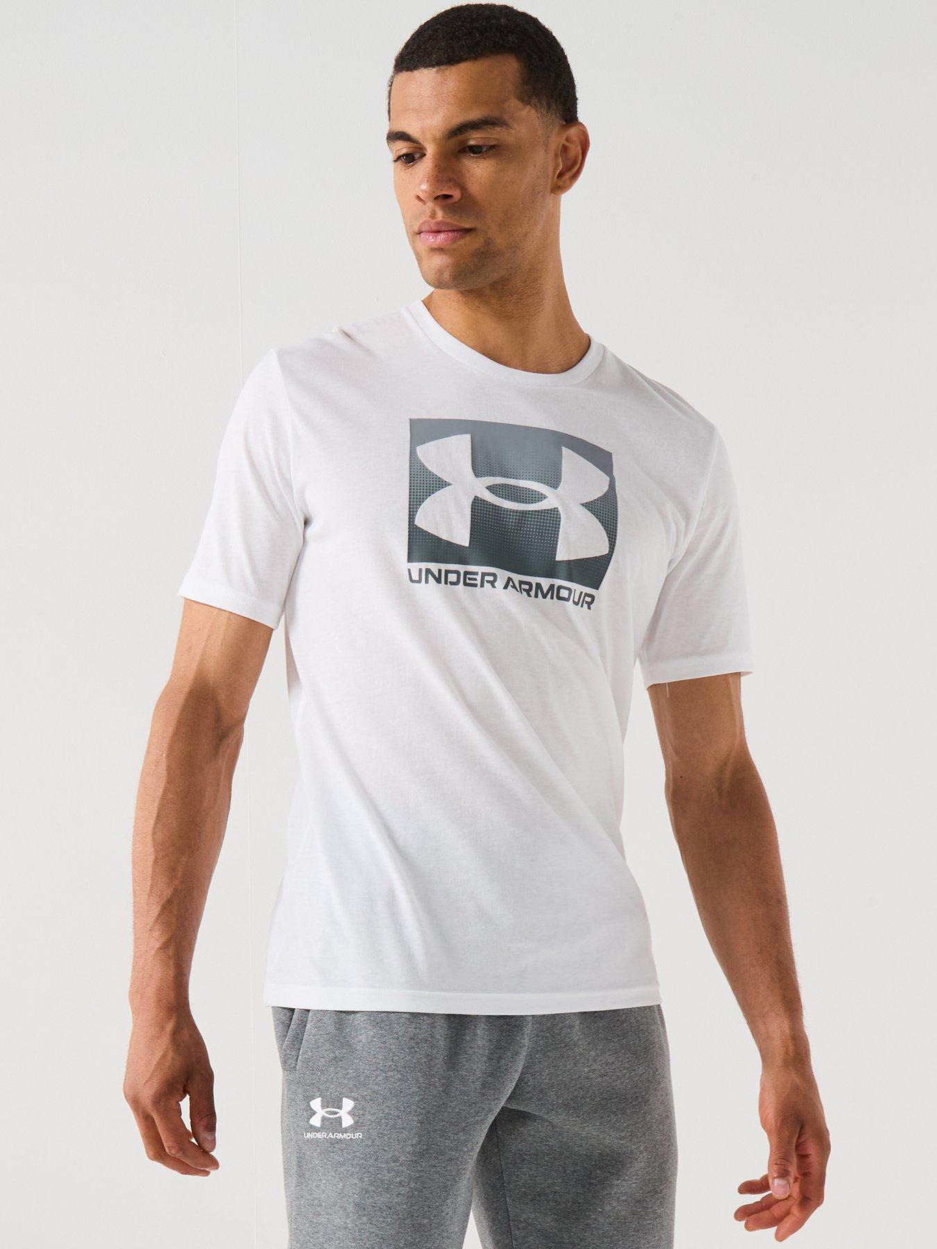 UNDER ARMOUR Mens Training Boxed Logo Sports T-Shirt - White | Very
