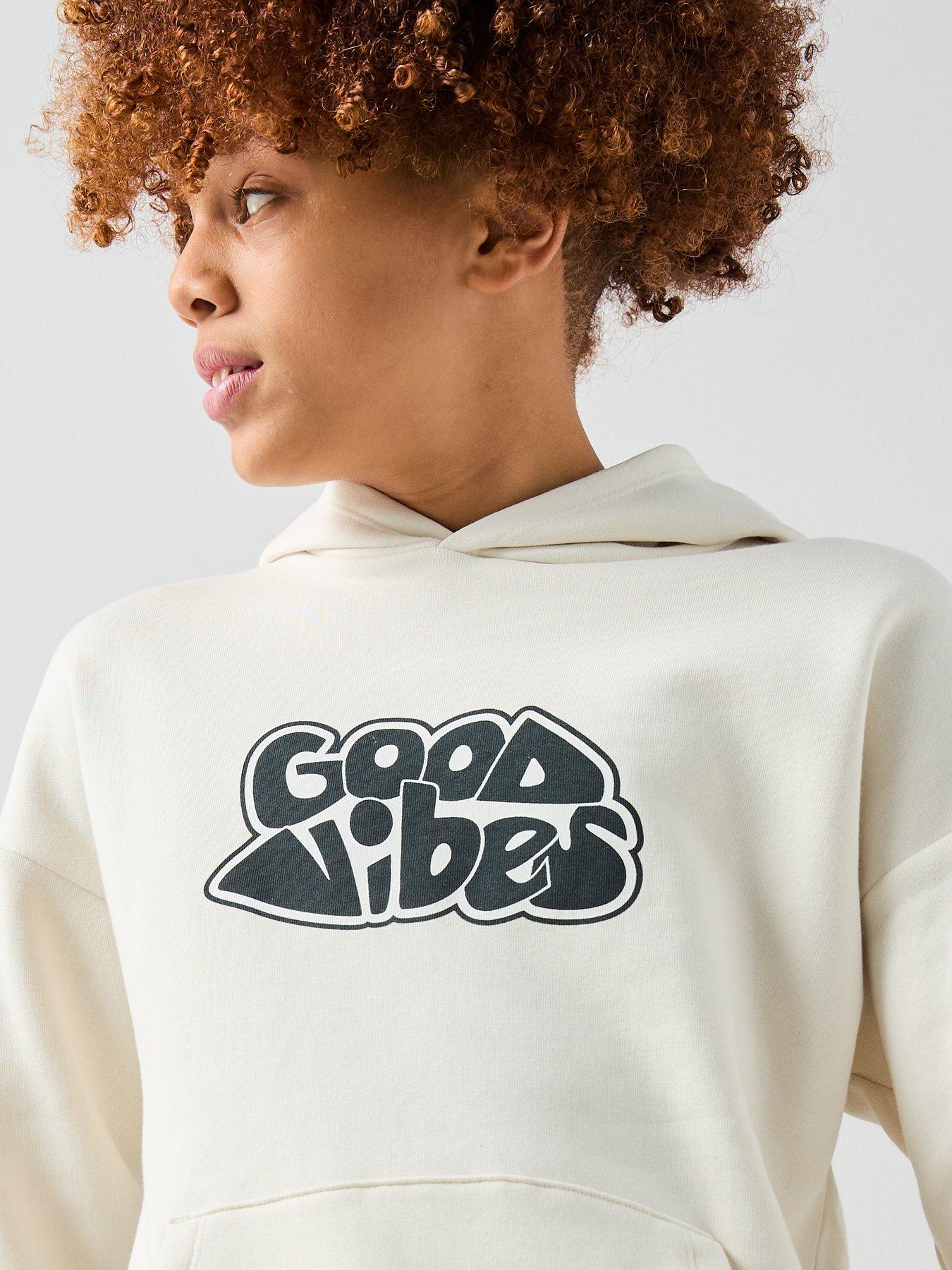 The Very Collection Boys Good Vibes Drop Shoulder Hoodie - Cream | Very