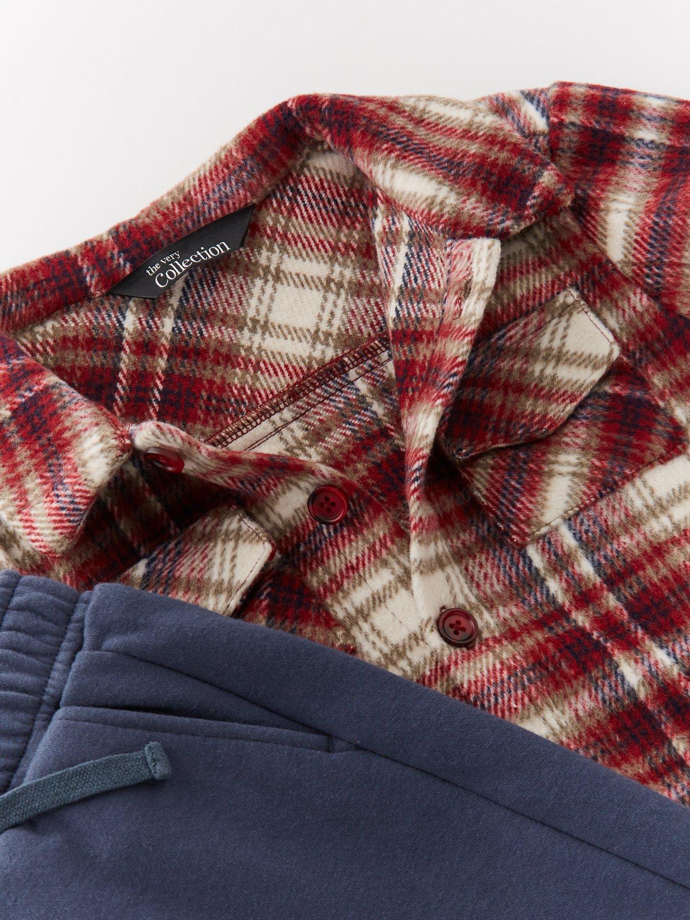 The Very Collection Boys 3 Piece Brushed Check Shacket Tshirt And ...