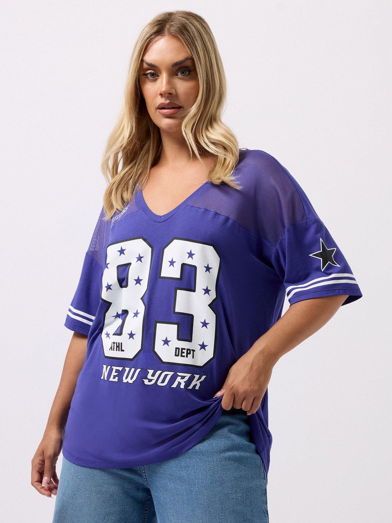 Yours Curve Varsity Top - Blue | Very