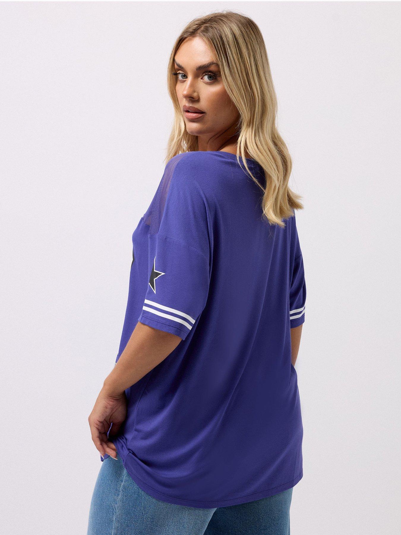 Yours Curve Varsity Top - Blue | Very
