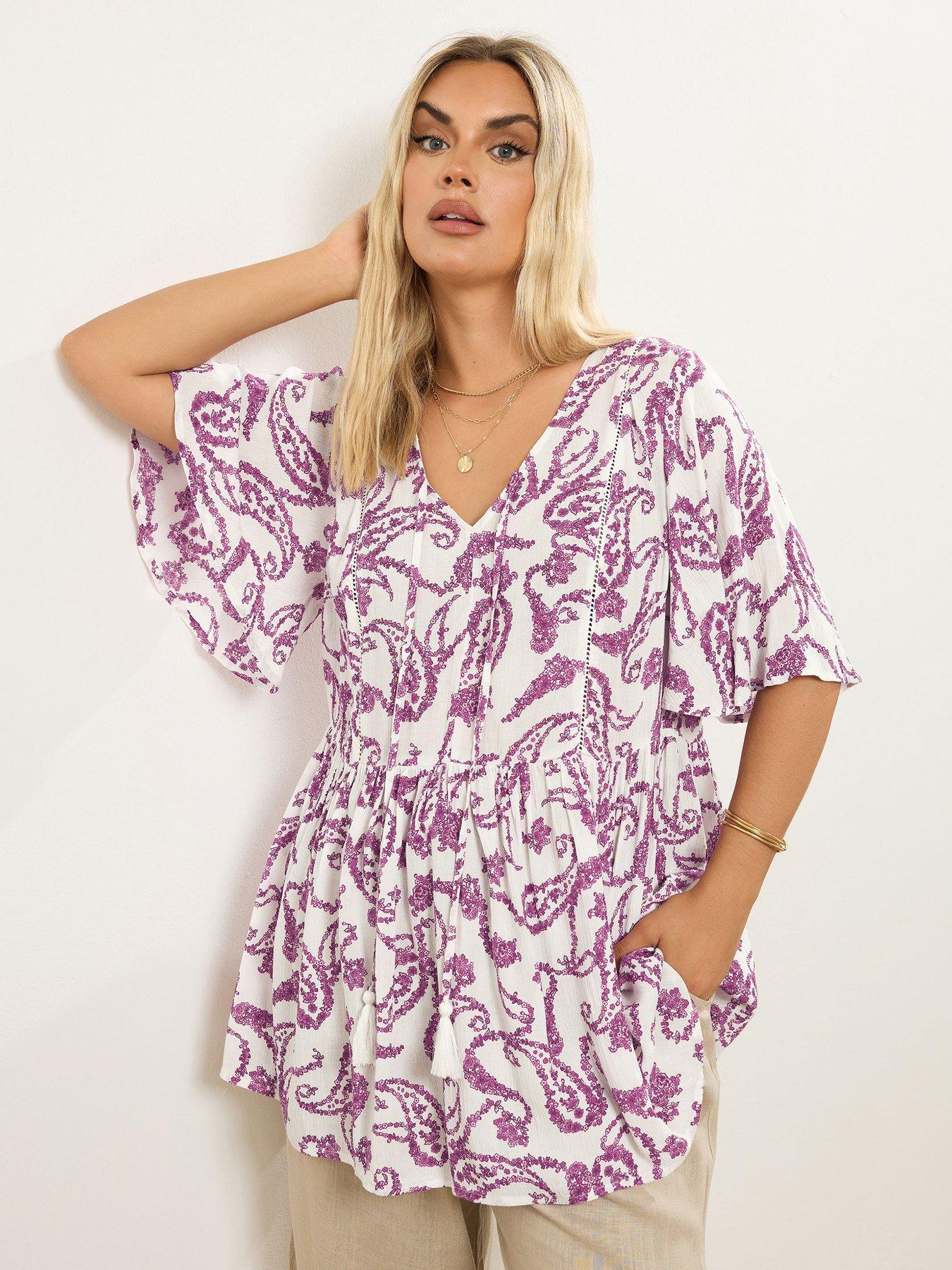 Yours Curve Angel Sleeve Gypsy Top - White | Very