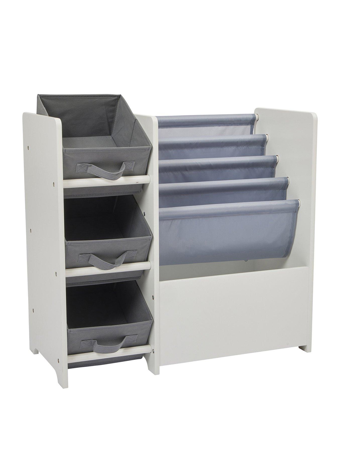 Liberty House White Book Display With Fabric Storage Boxes | Very