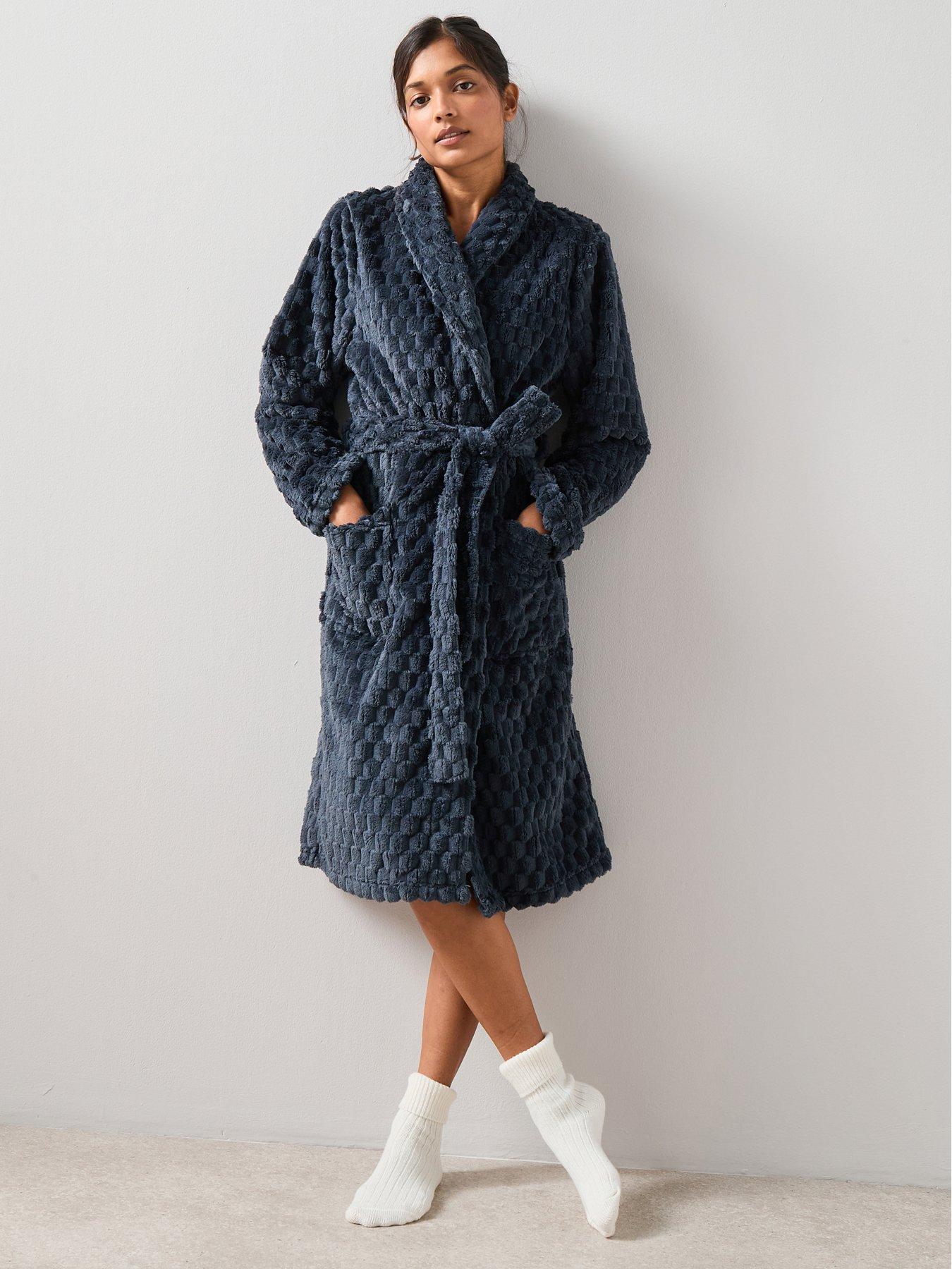 The Very Collection Soft Touch Textured Robe - Dark Charcoal | Very