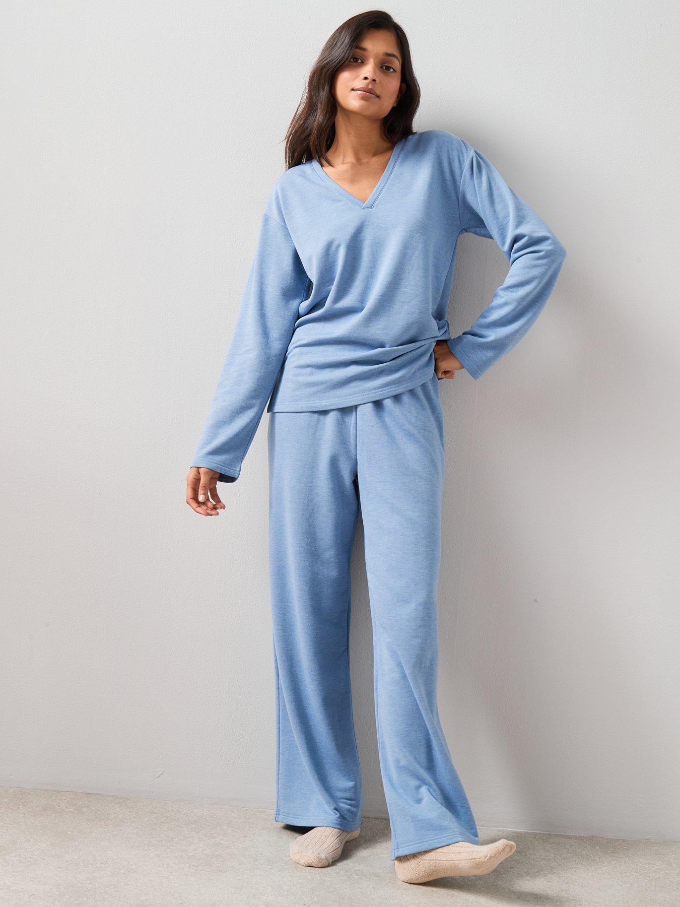 The Very Collection V Neck Long Sleeve Top And Wide Leg Loungewear Set ...