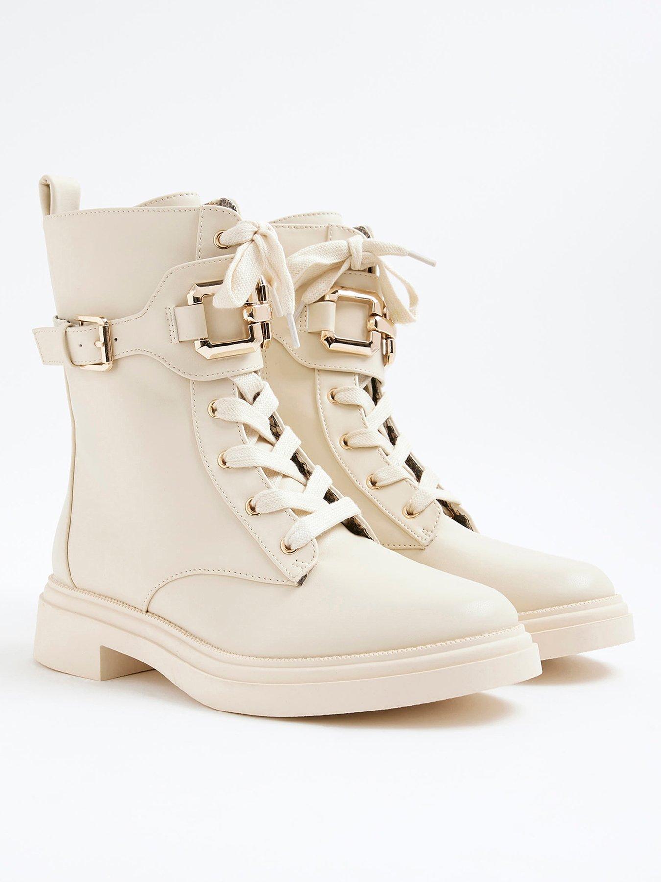 River Island Lace Up Chunky Boot - White | Very