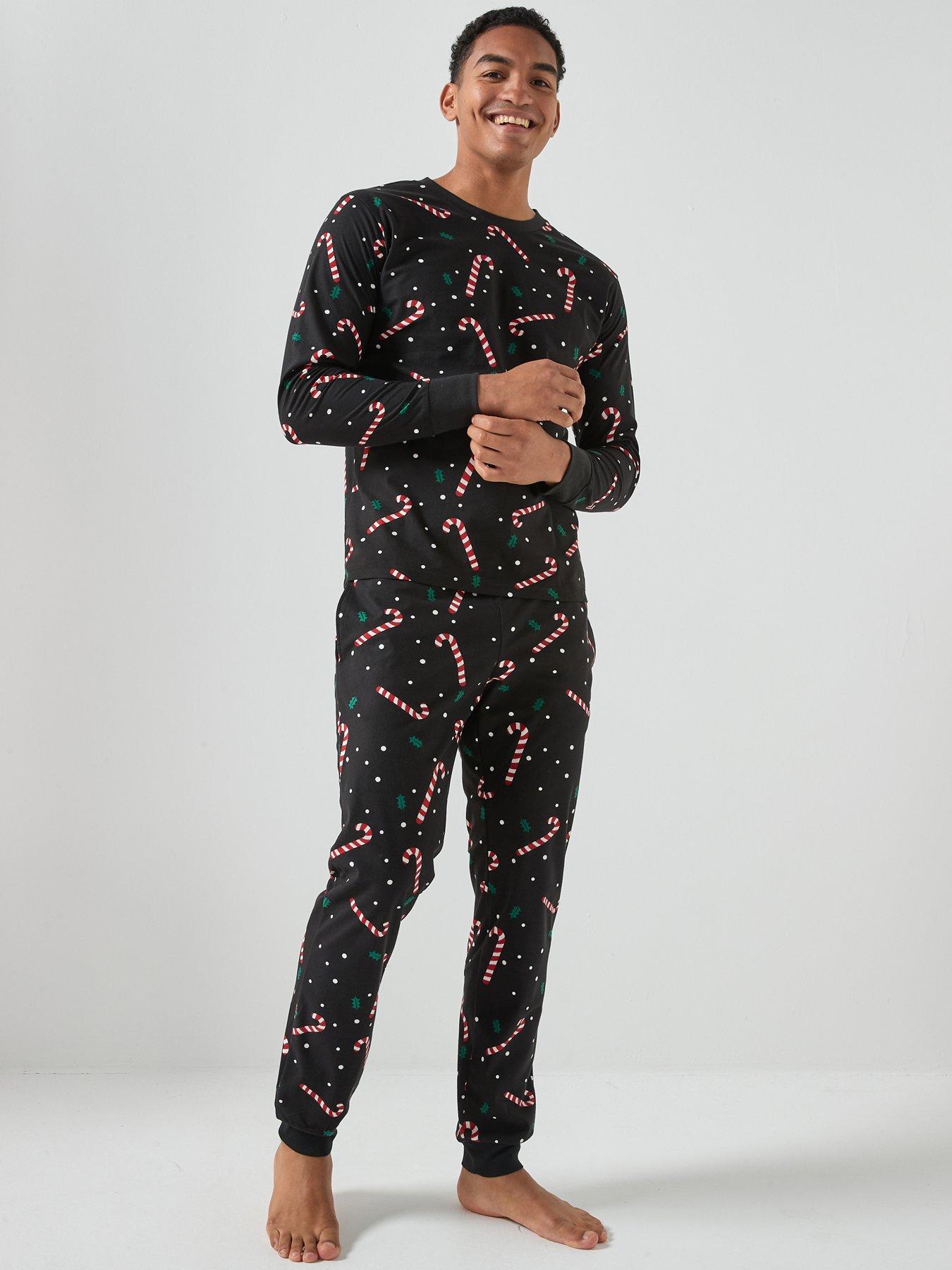 Jack & Jones Christmas Candy Cane Printed Loungewear Top And Pants ...