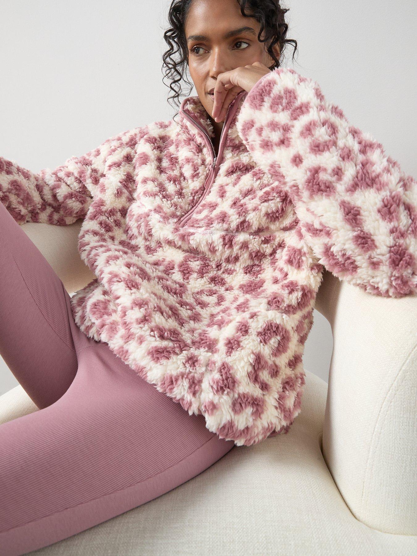 The Very Collection Leopard Print Borg Fleece And Legging Loungewear ...