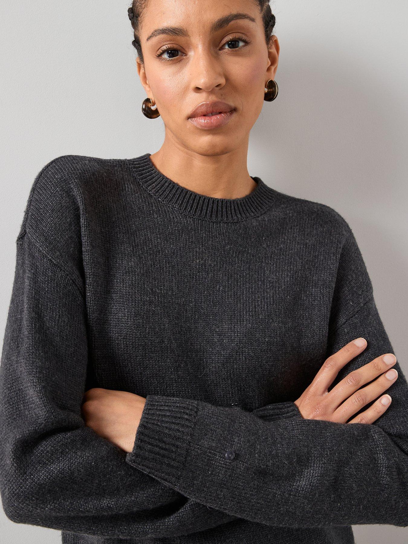 The Very Collection Crew Neck Detachable Fur Cuff Jumper With Wool ...