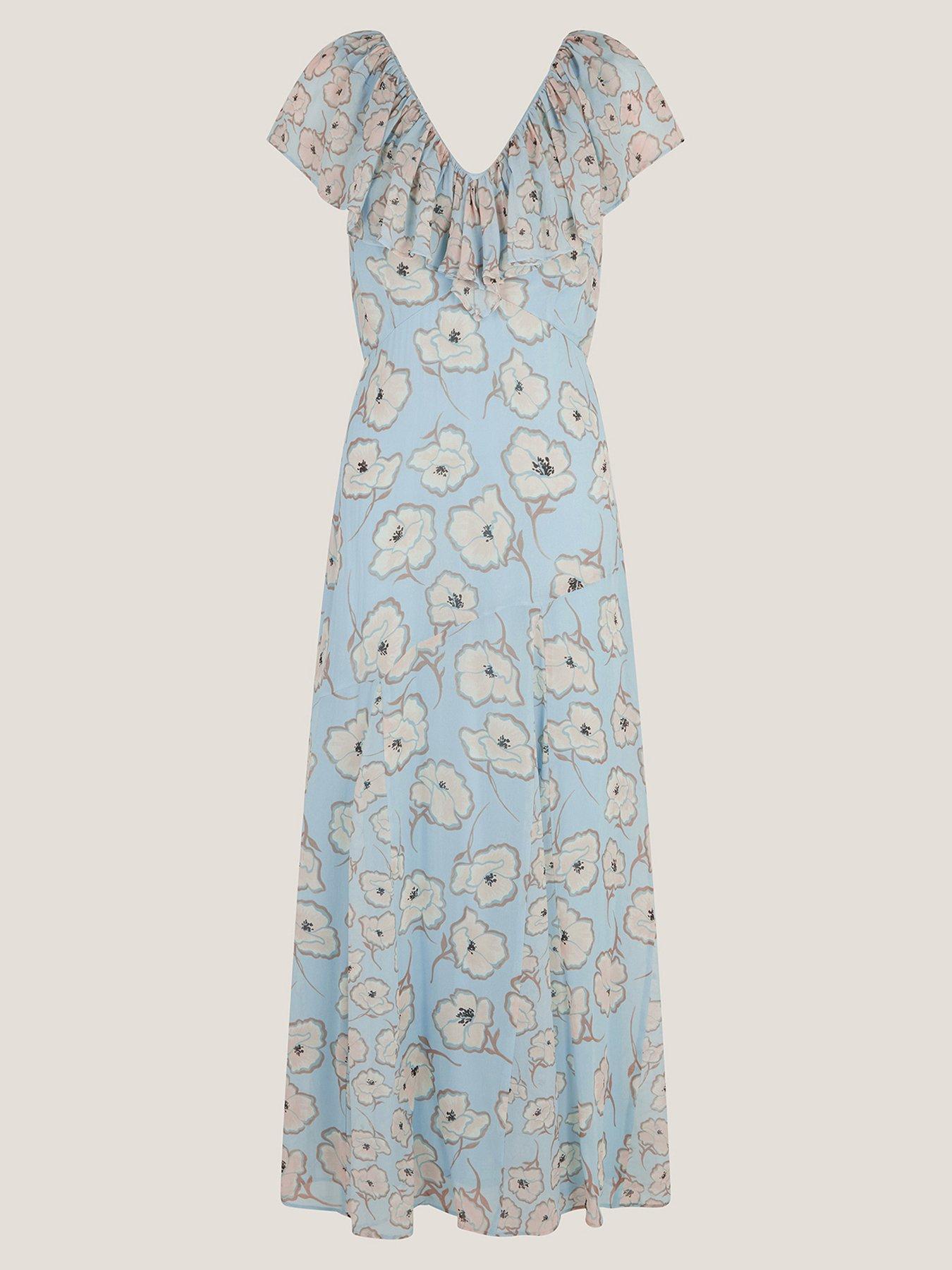 Monsoon Chloe Ruffle Dress - Blue | Very