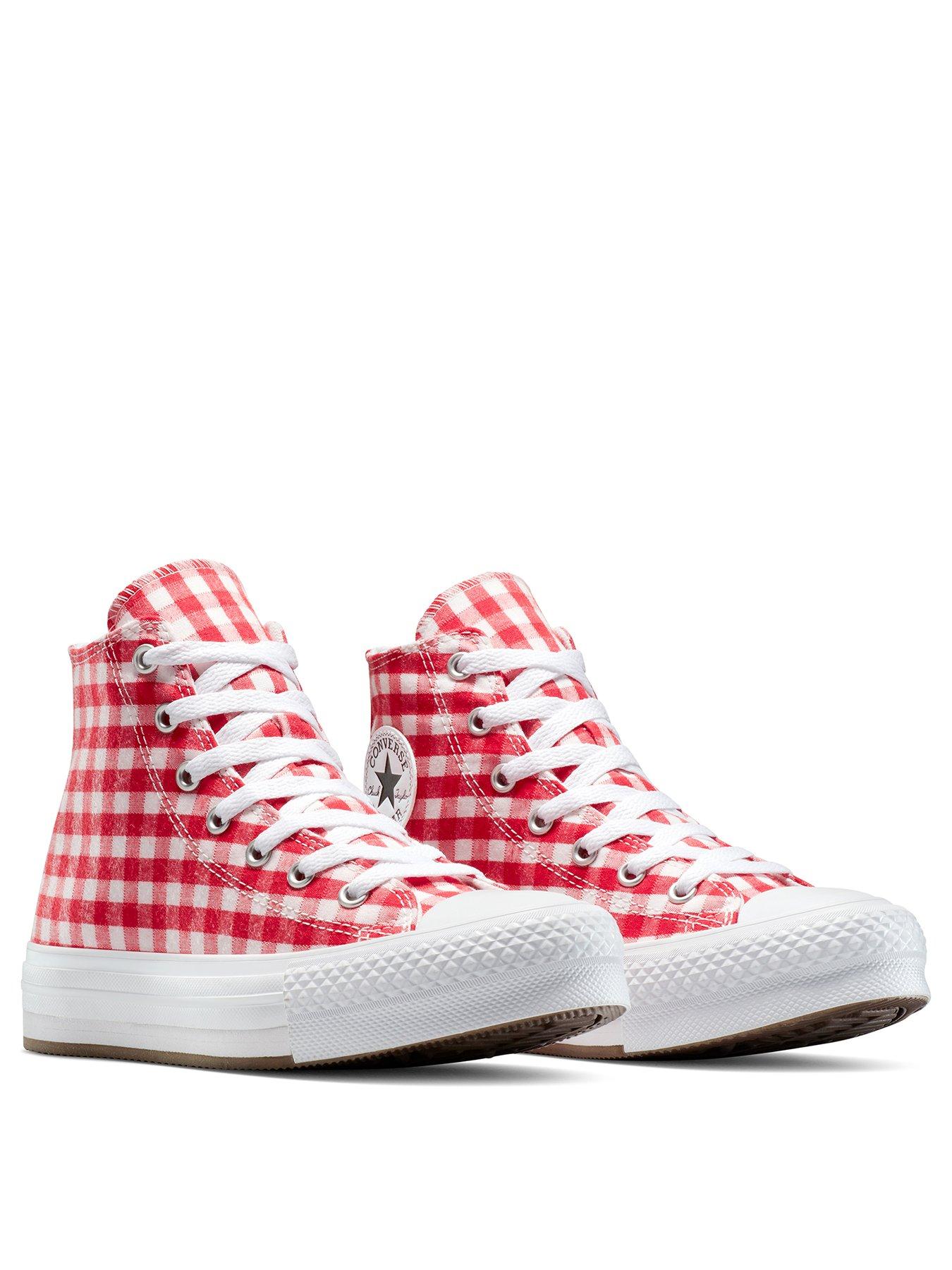 Converse Juniors Chuck Taylor All Star Eva Lift Hi - Red Gingham | Very