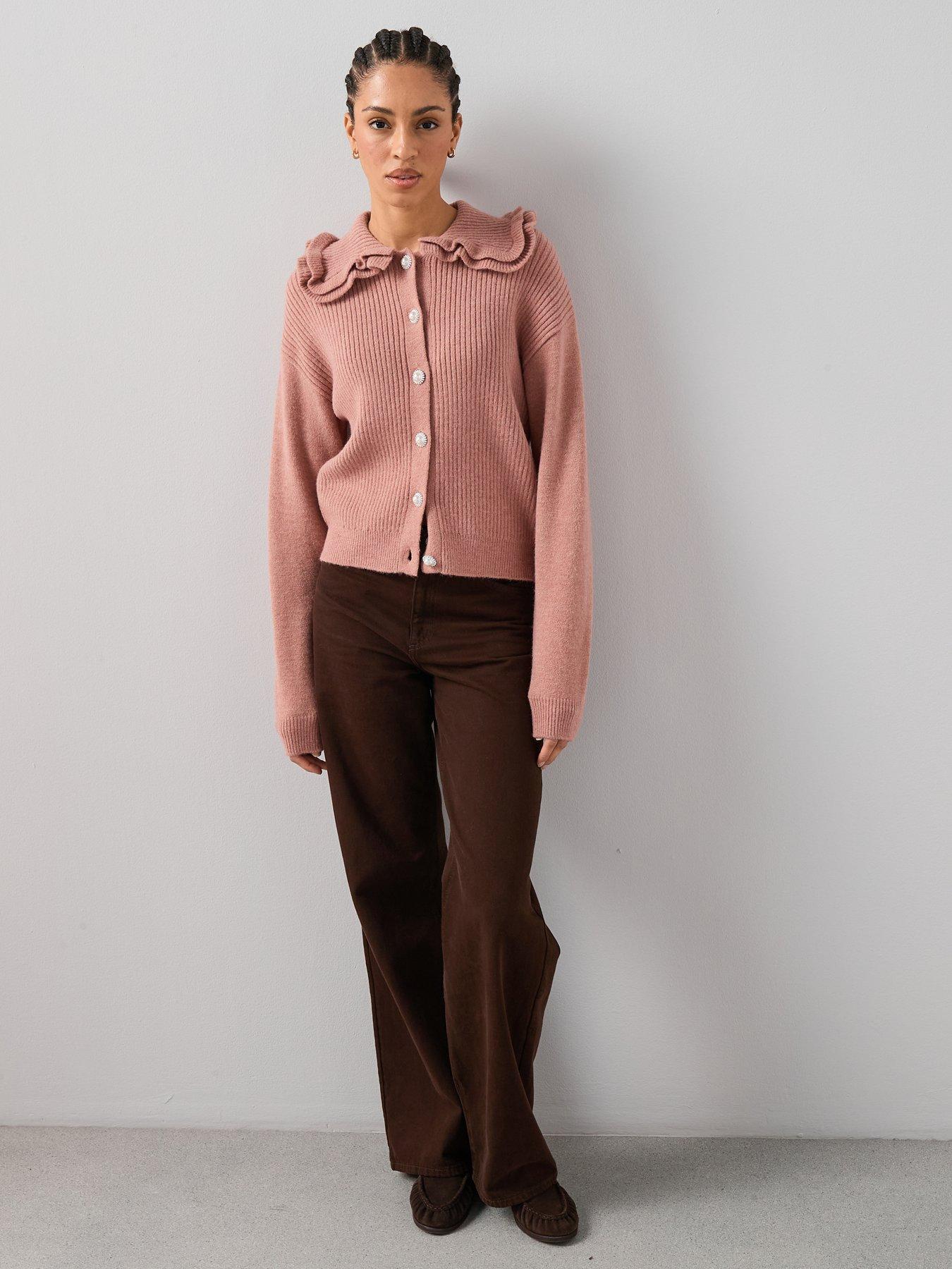 The Very Collection Frill Collared Cardigan With Wool - Pink | Very