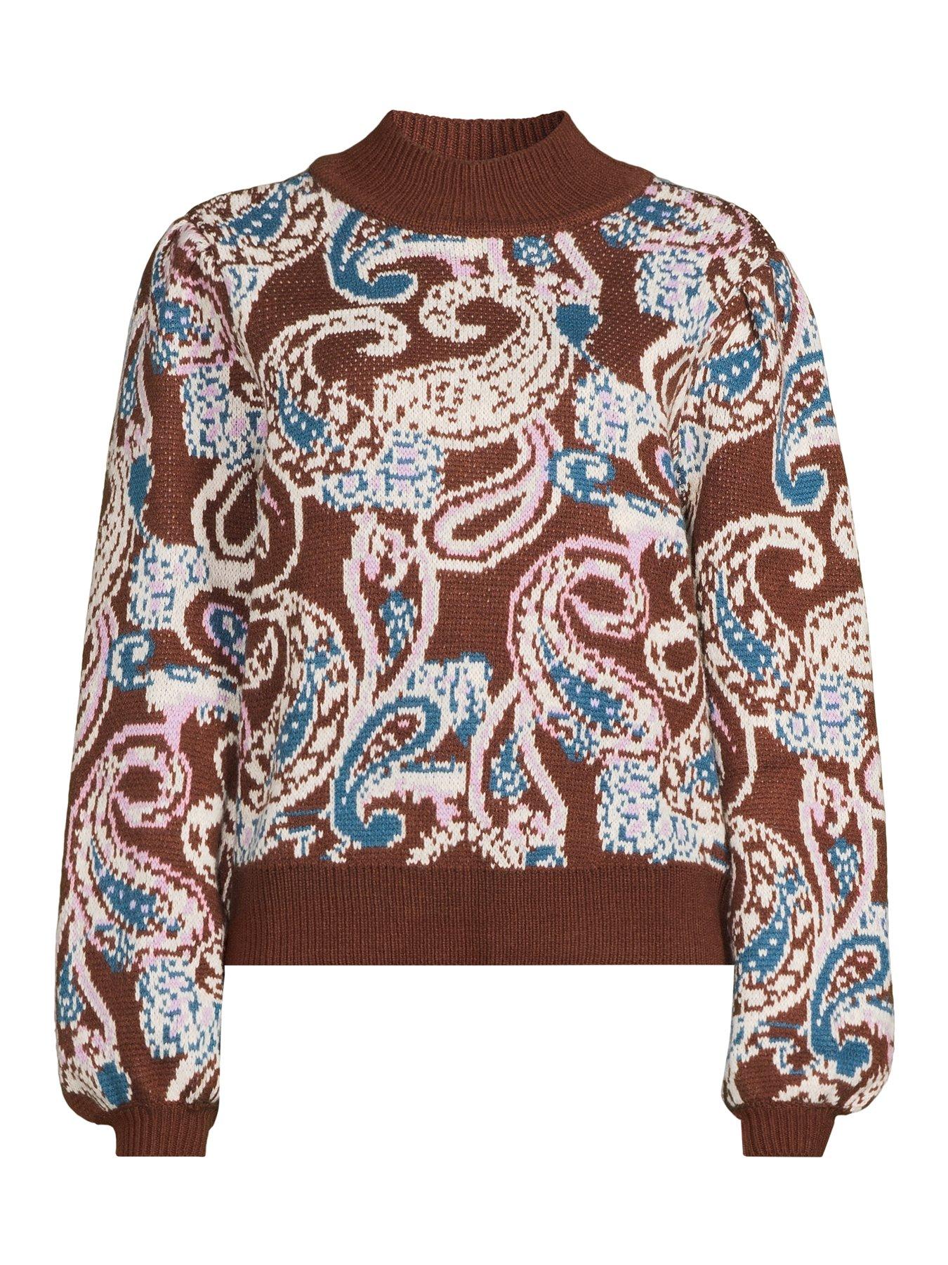 The Very Collection Paisley Jacquard Funnel Neck Jumper With Wool ...