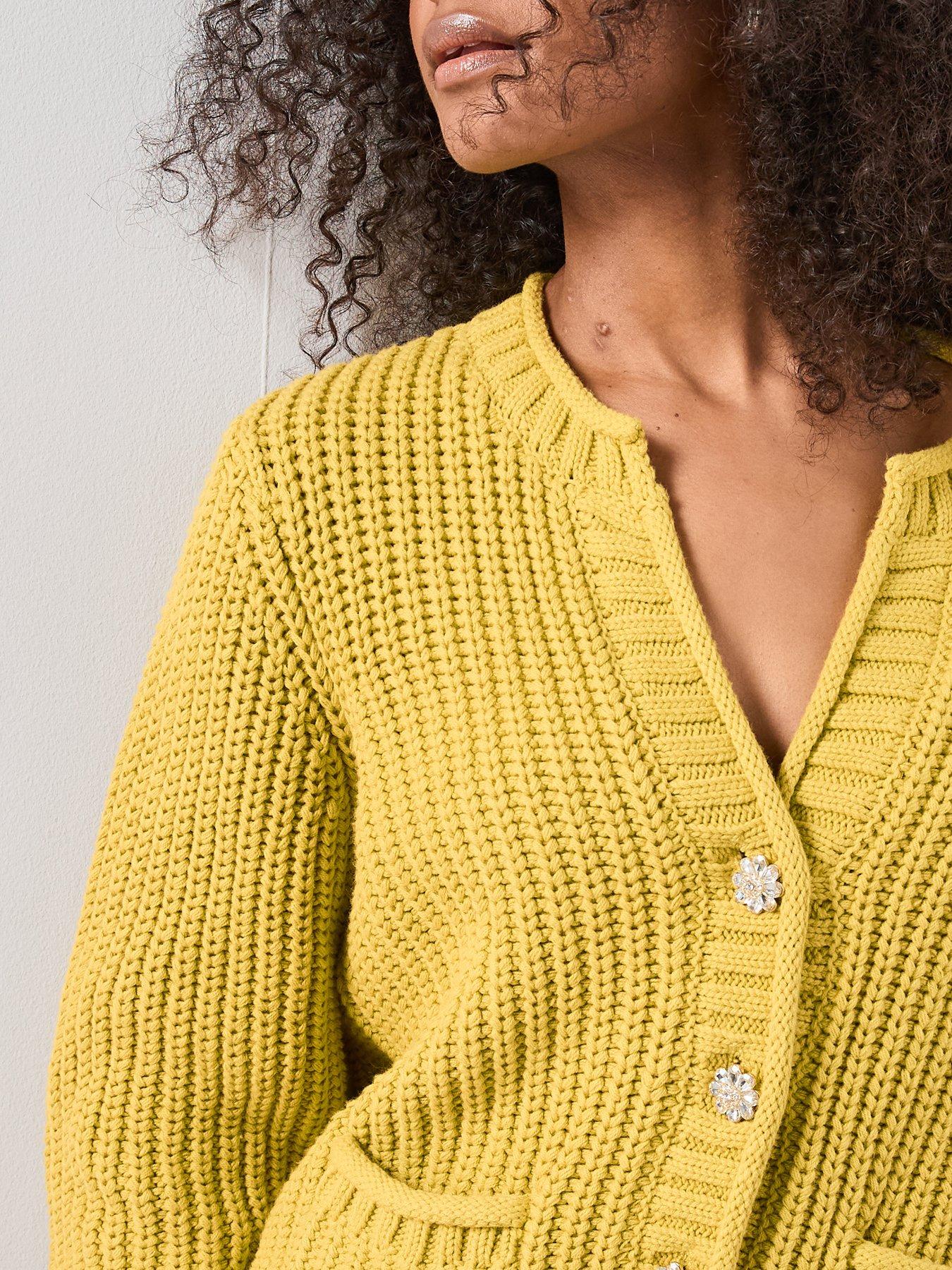 The Very Collection Notch Neck Chunky Cardigan - Chartreuse | Very