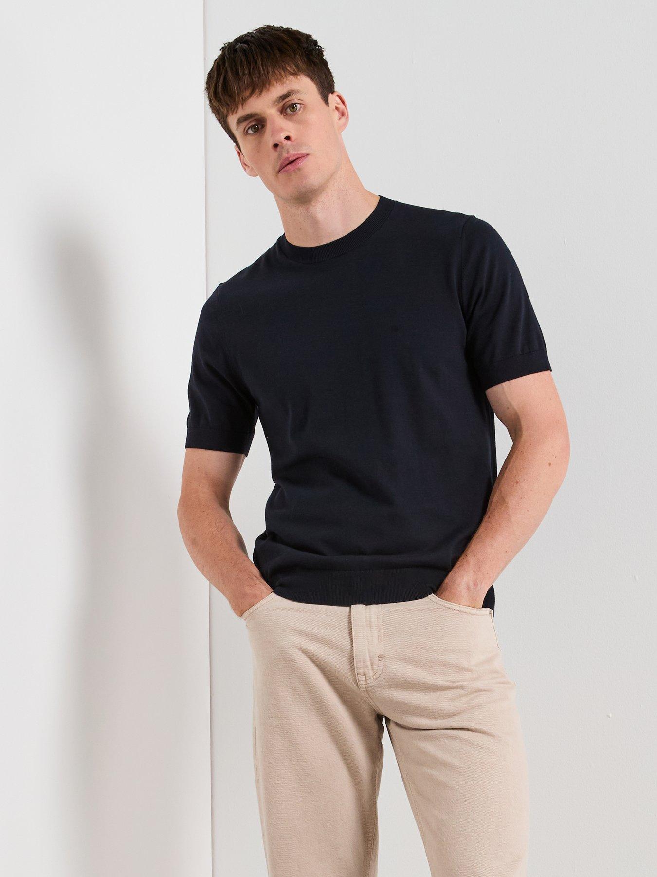 Mango Arraona Knitted T-Shirt - Navy | Very