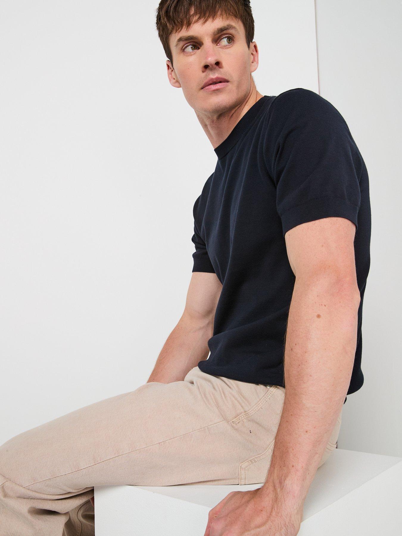 Mango Arraona Knitted T-Shirt - Navy | Very