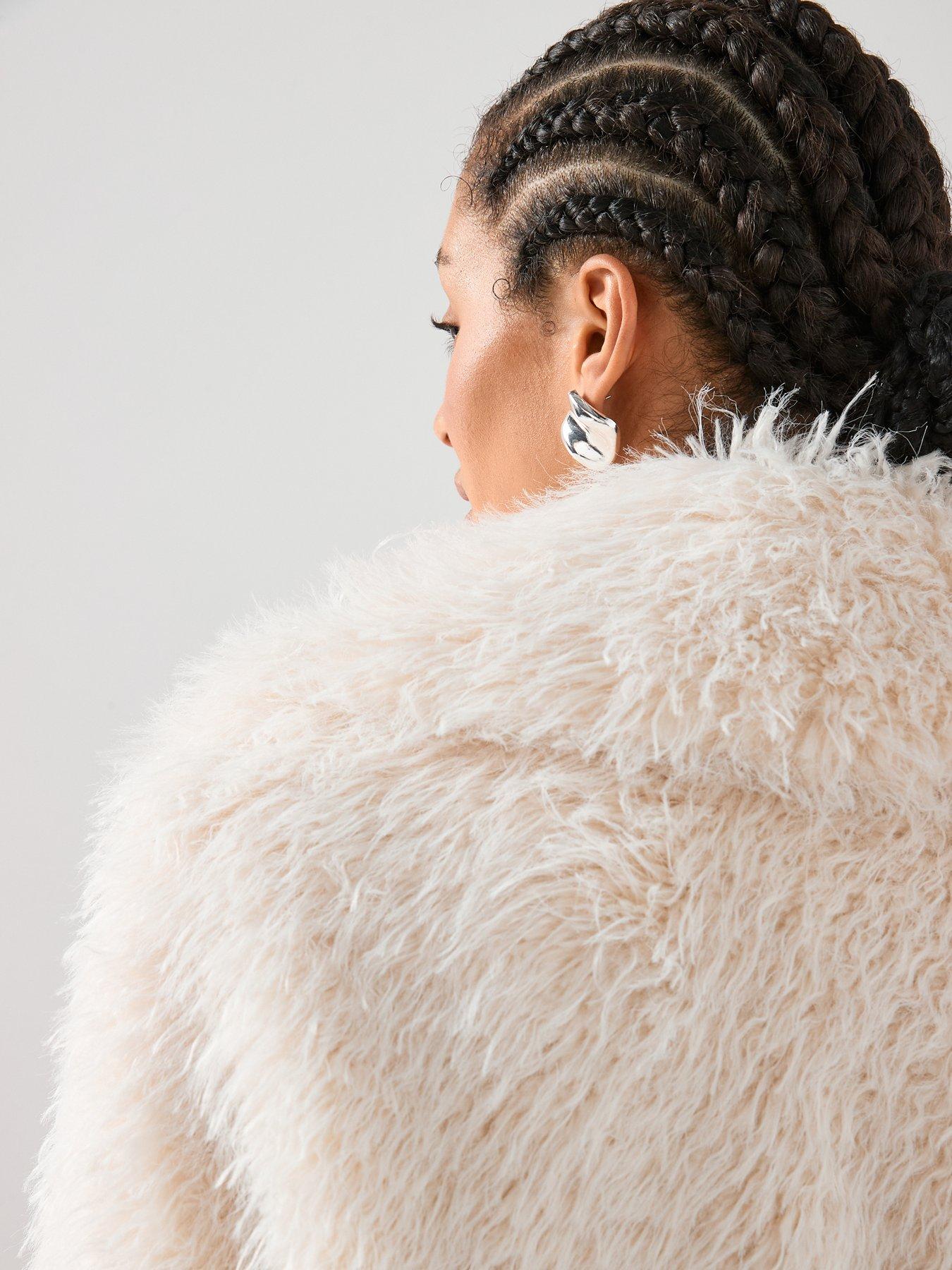 The Very Collection Short Mongolian Faux Fur Coat - Cream | Very