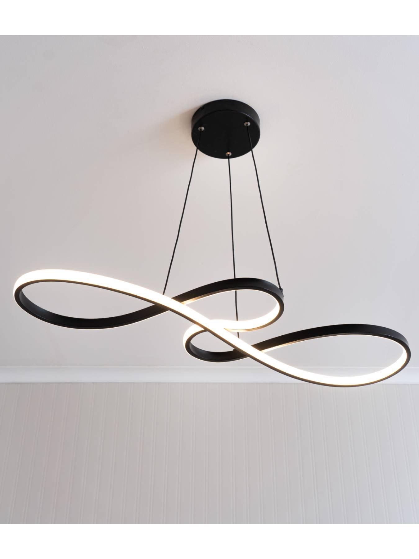 ValueLights Infinity Matte Black Loop Drop Bar Led Ceiling Pendant ...