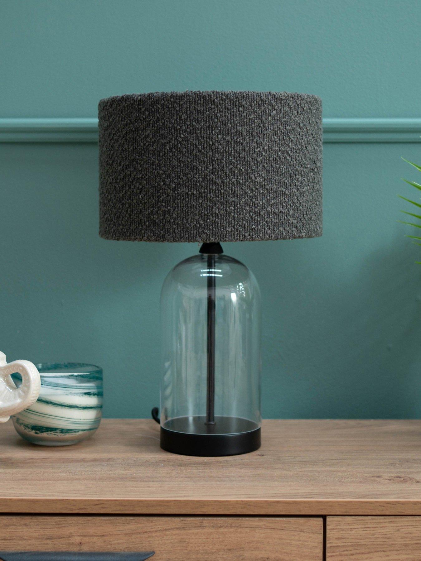 ValueLights Jessy Glass Table Lamp with Boucle Shade | Very