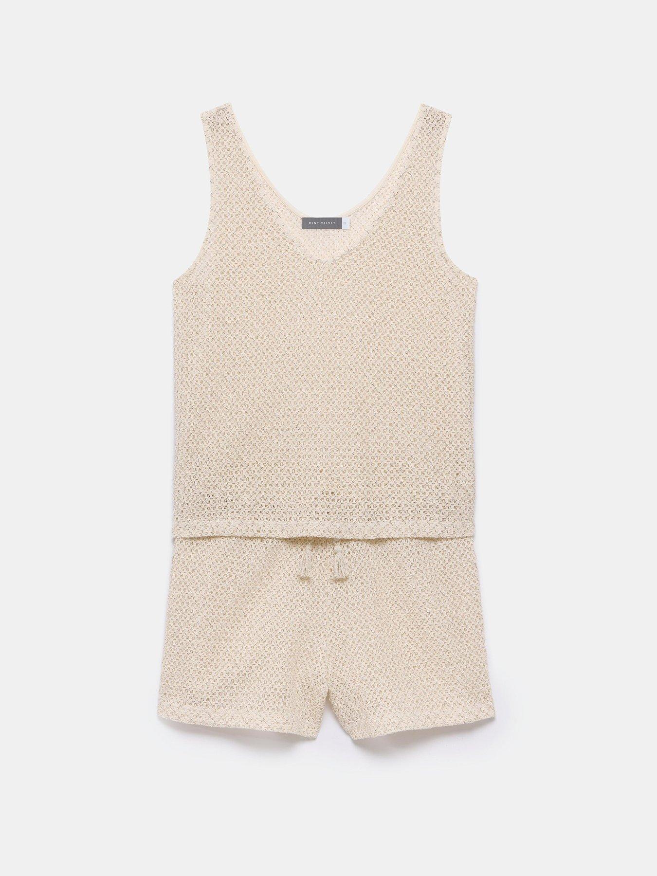 Mint Velvet Metallic Beach Vest And Shorts Set - Gold | Very