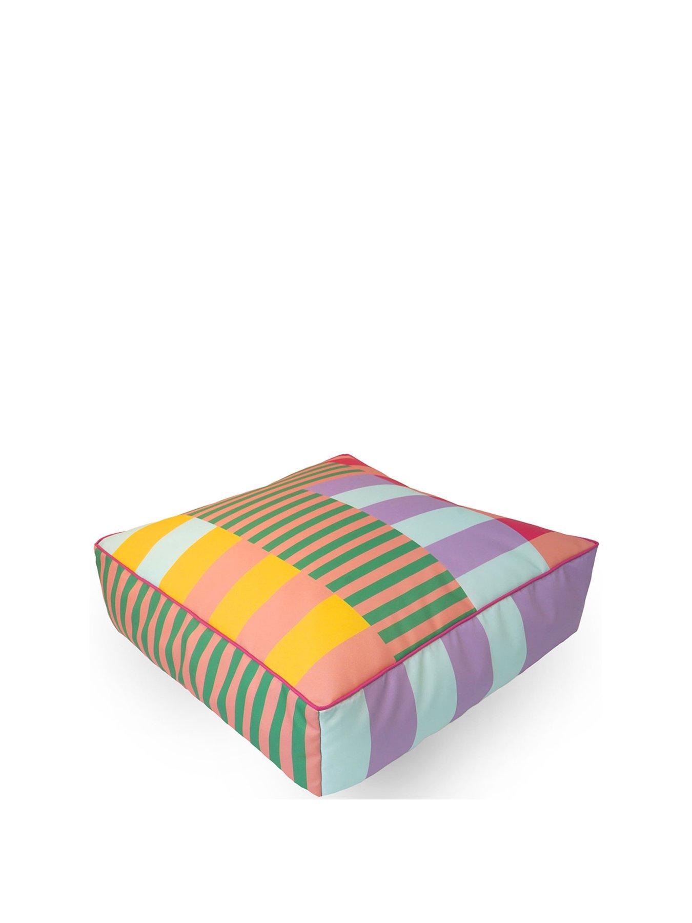 rucomfy Adult Indoor/outdoor Square Box Floor Cushion - Colourful Block ...