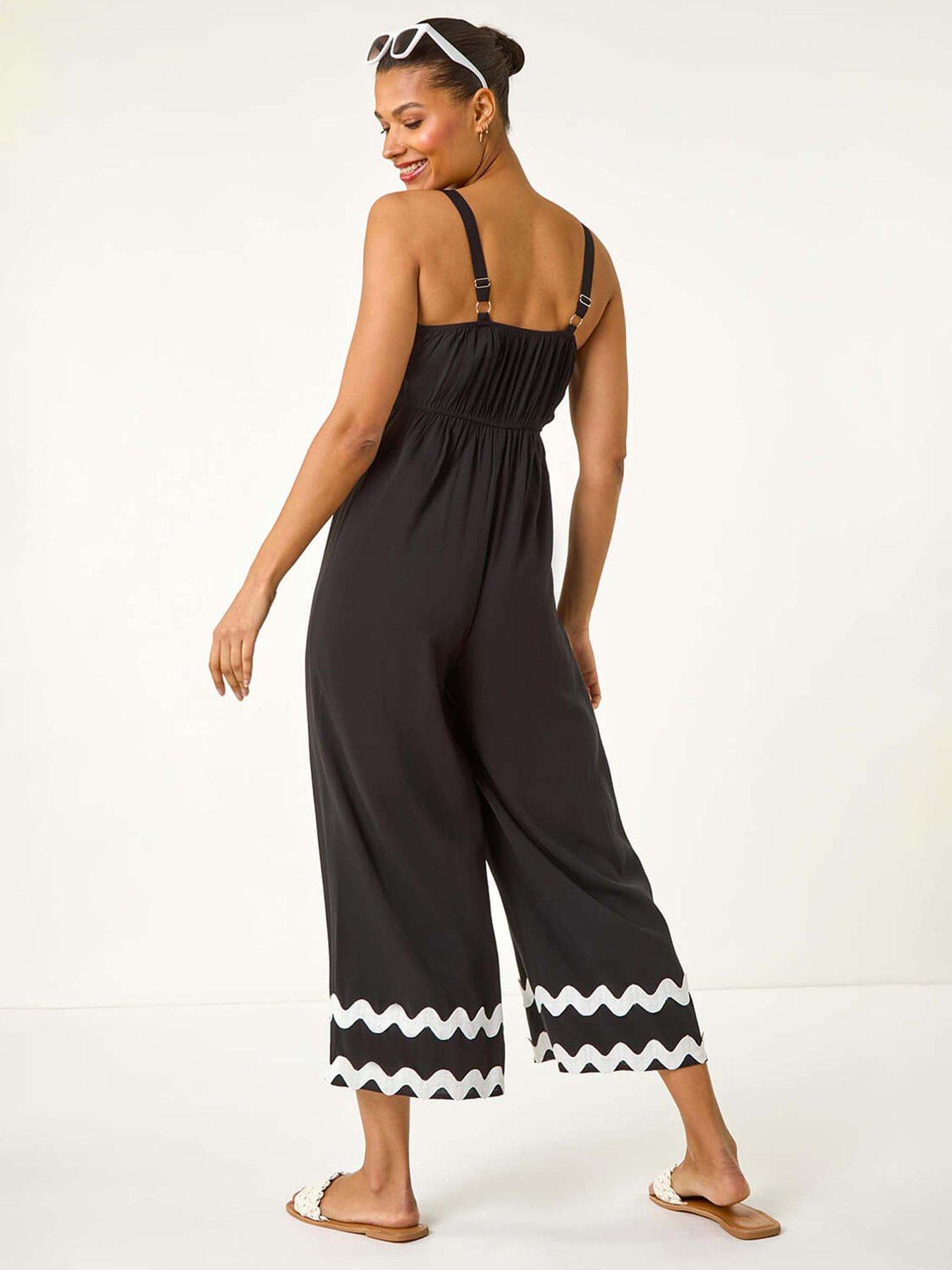 Roman Ric Rac Strap Detail Jumpsuit - Black | Very