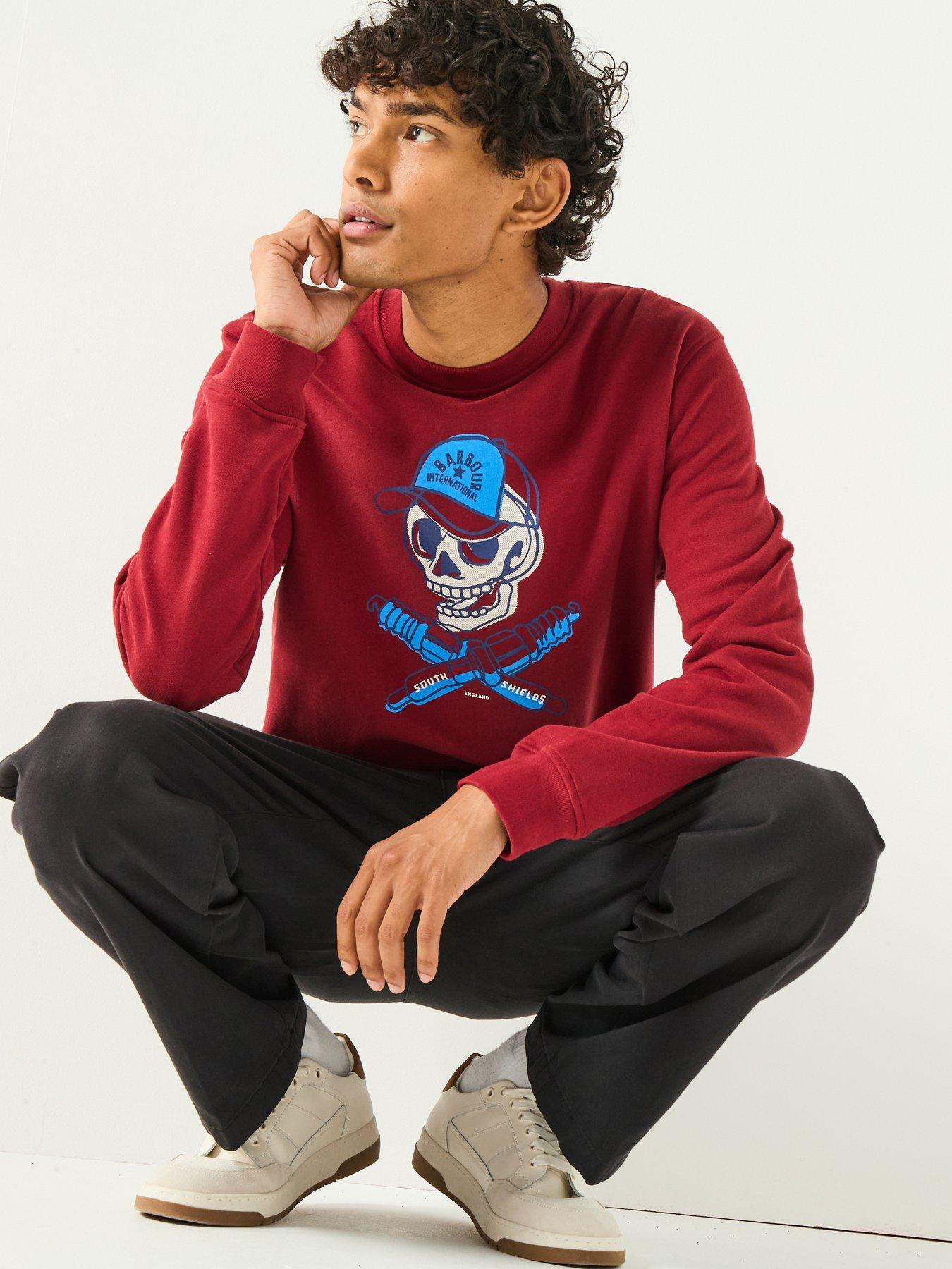 Barbour International Authentics Morgan Crew Sweat Top - Dark Red | Very