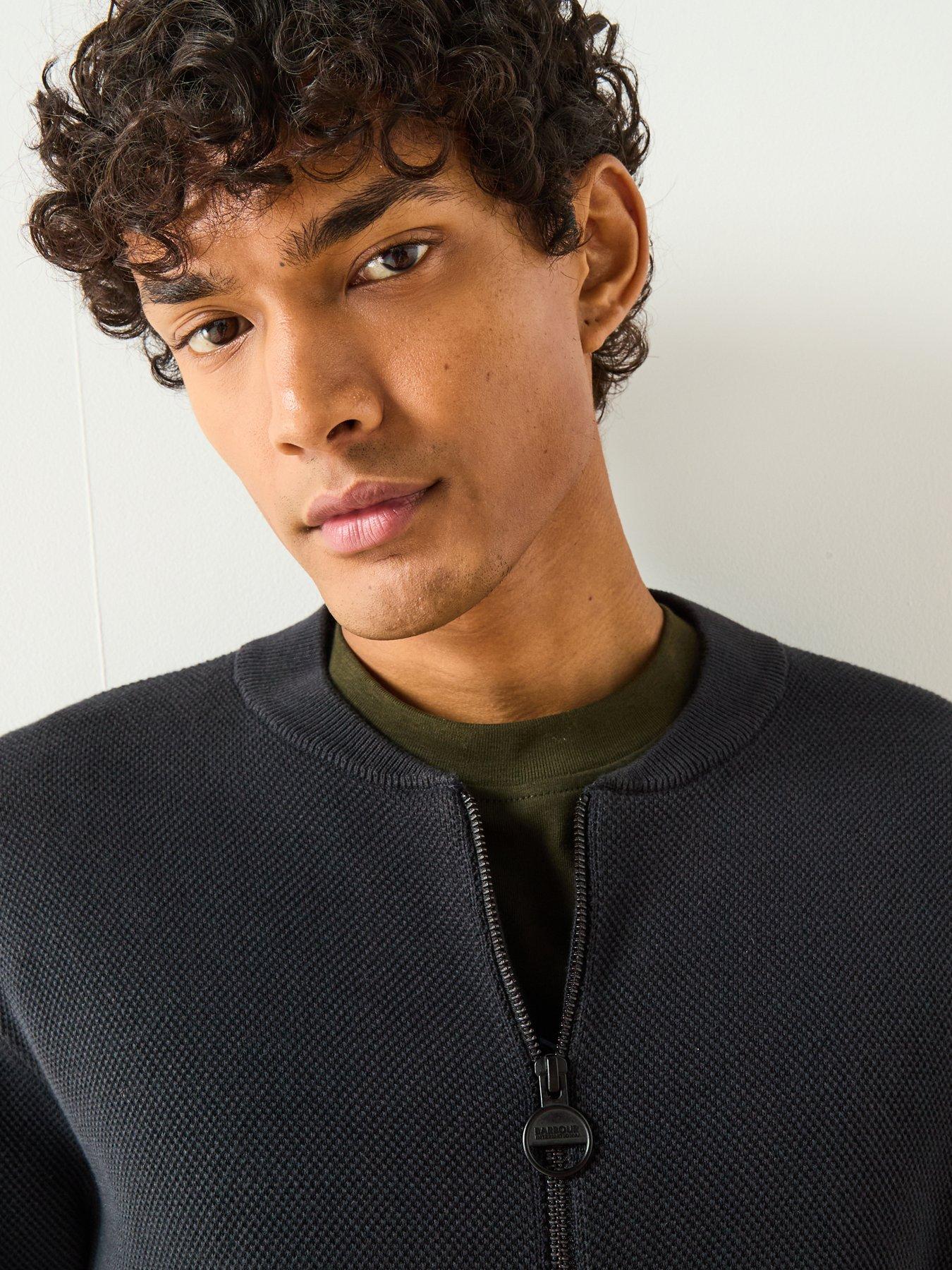Barbour International Patrick Bomber Zip Through Knitted Cardigan ...