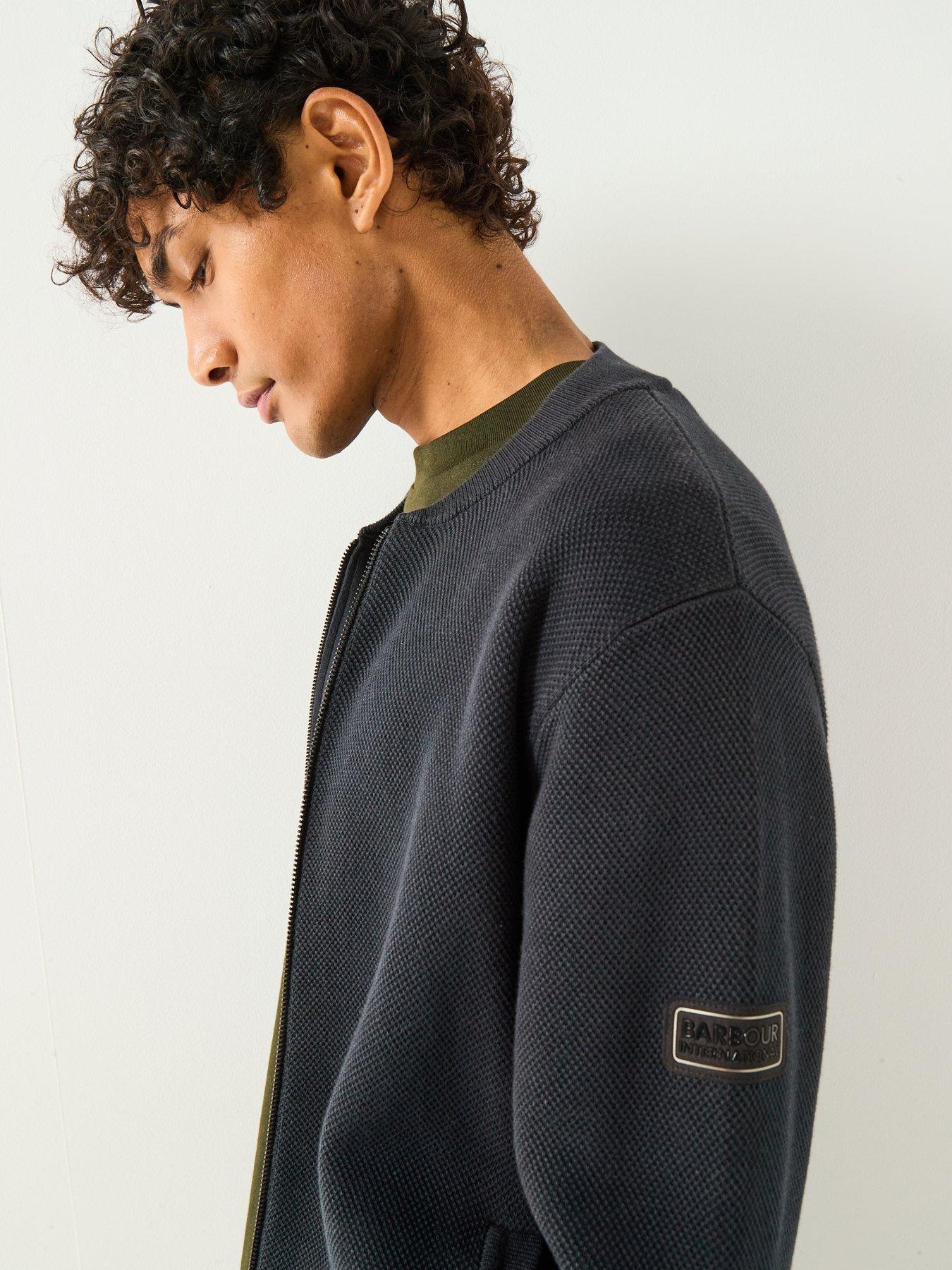 Barbour International Patrick Bomber Zip Through Knitted Cardigan ...