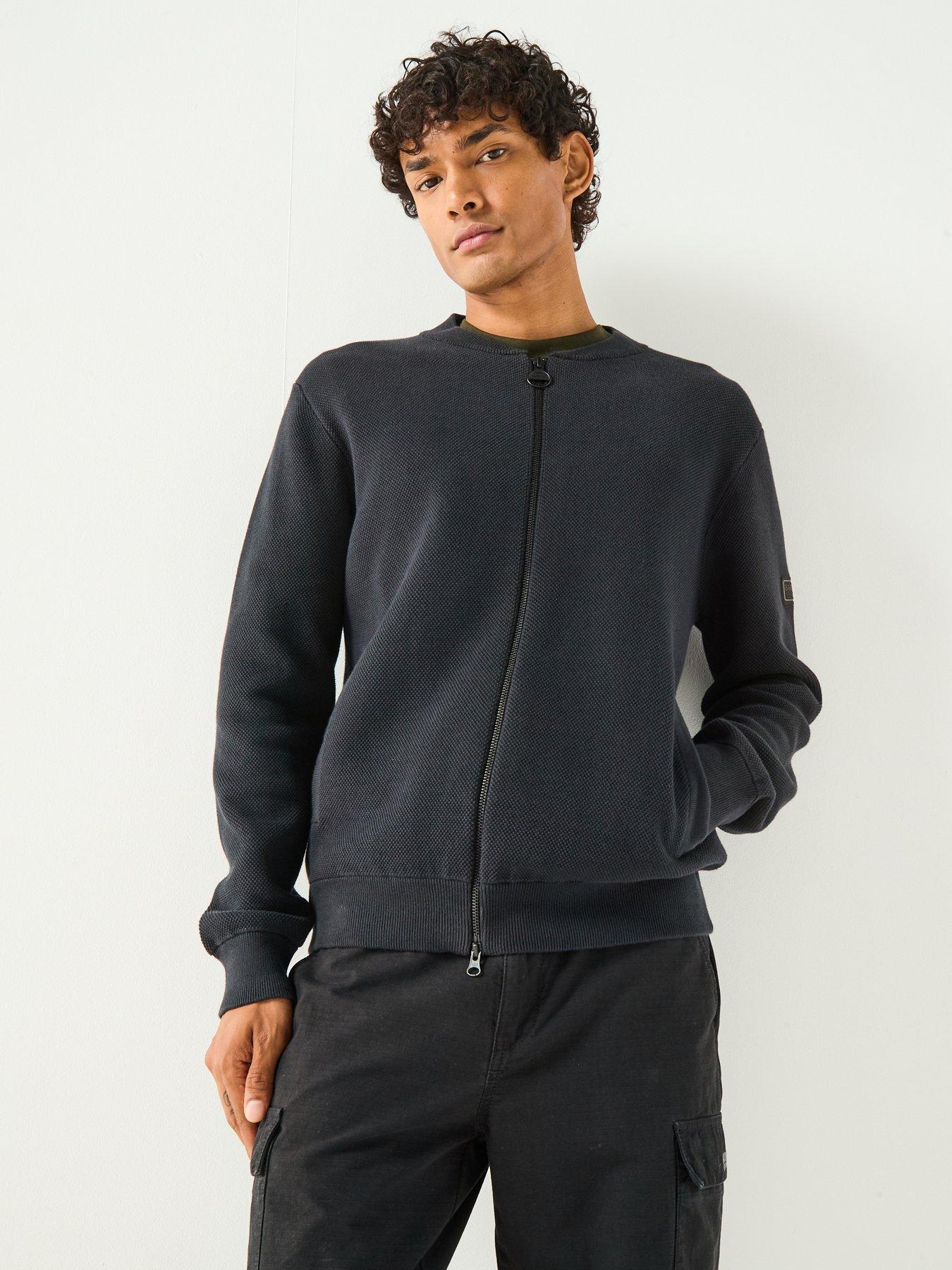 Barbour International Patrick Bomber Zip Through Knitted Cardigan ...