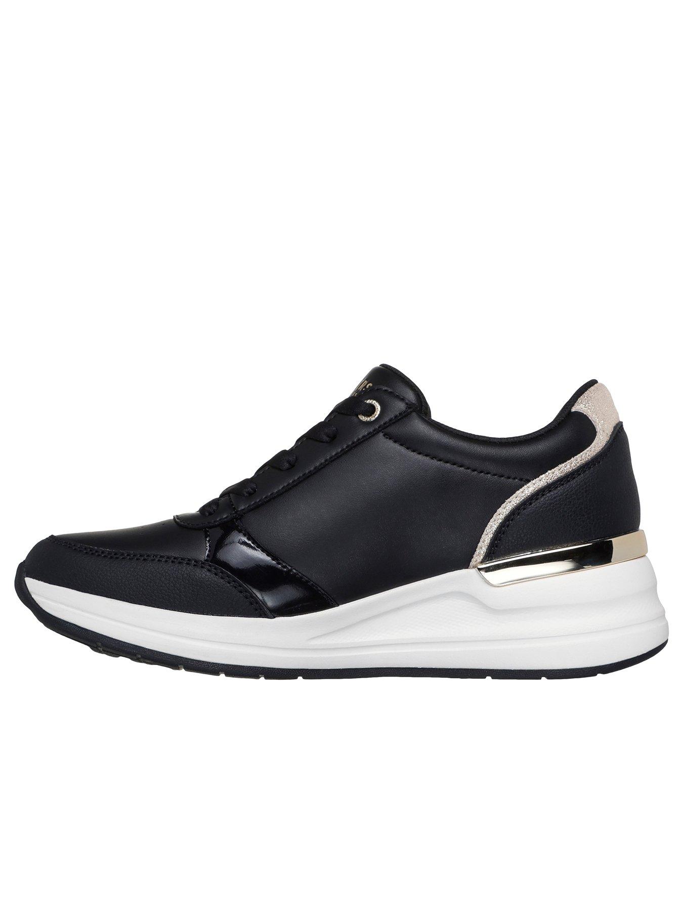 Skechers Billion 2 Wedge Size Zip Trainer - Duraleather/ Metallic Suede ...