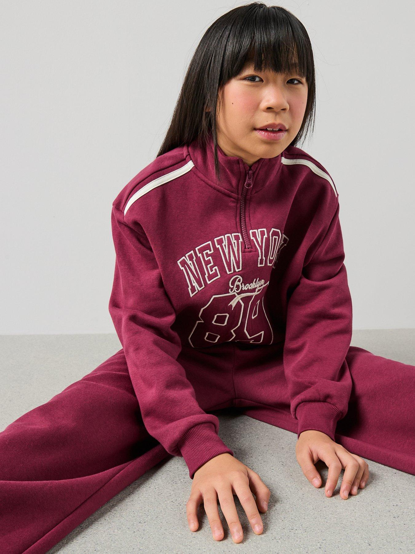The Very Collection Girls Applique Number Jog Set - Burgundy/Pink | Very
