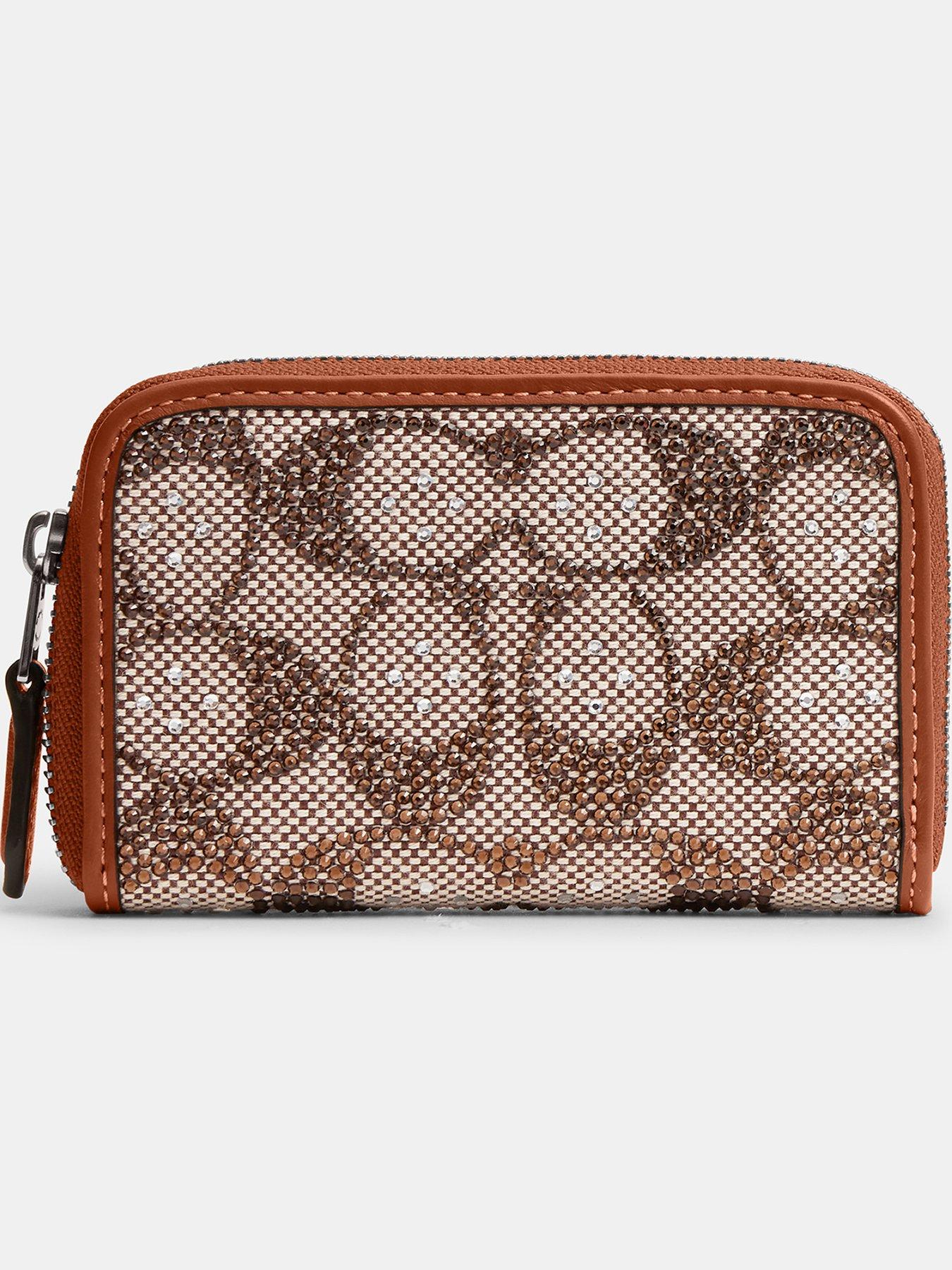 COACH Crystal Signature Jacquard Essential Small Zip Around Card Case ...