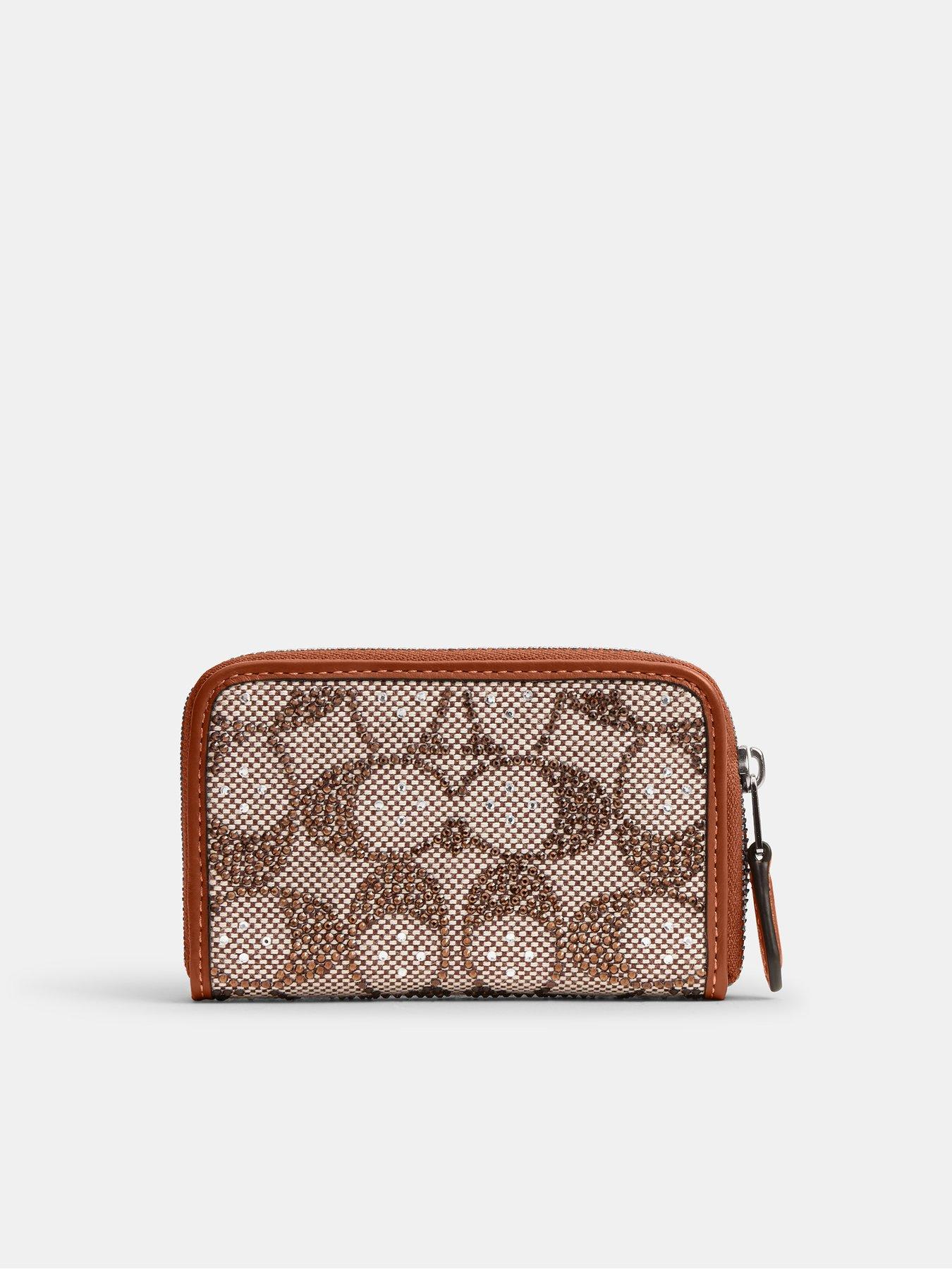 COACH Crystal Signature Jacquard Essential Small Zip Around Card Case ...
