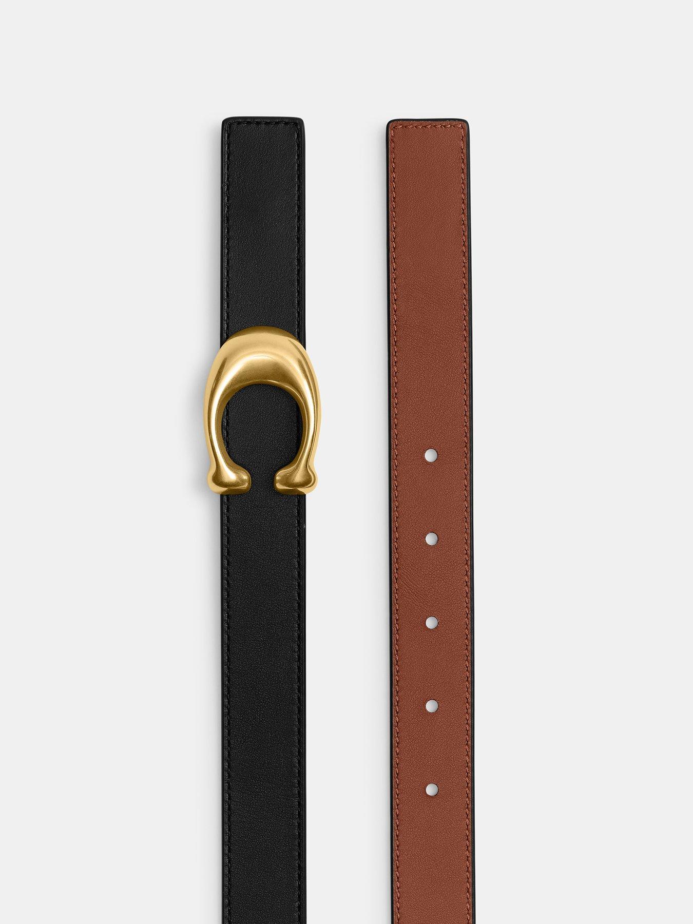 COACH 25mm Sculpted C Reversible Belt - Black/Brown | Very