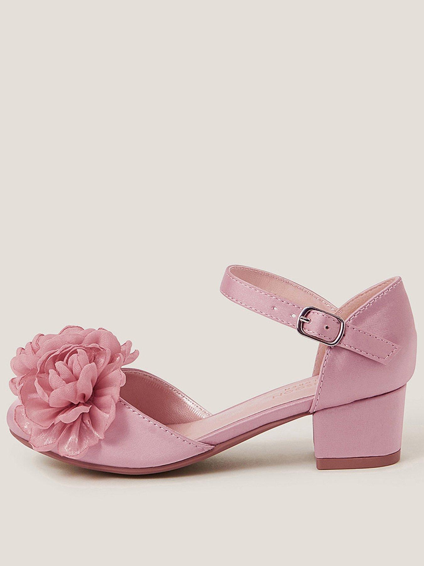 Monsoon Girls Corsage Sparkle 2 Part Heel Shoes - Pink | Very