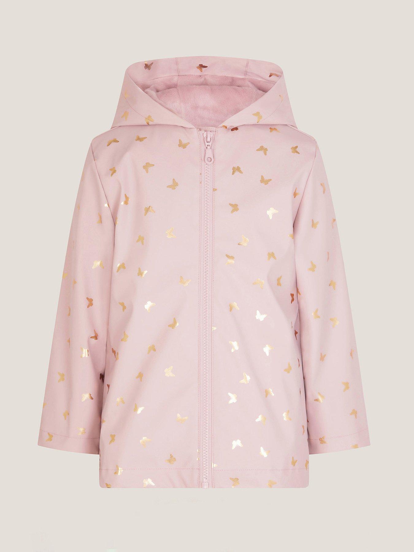 Monsoon Girls Butterfly Foil Print Raincoat - Pink | Very