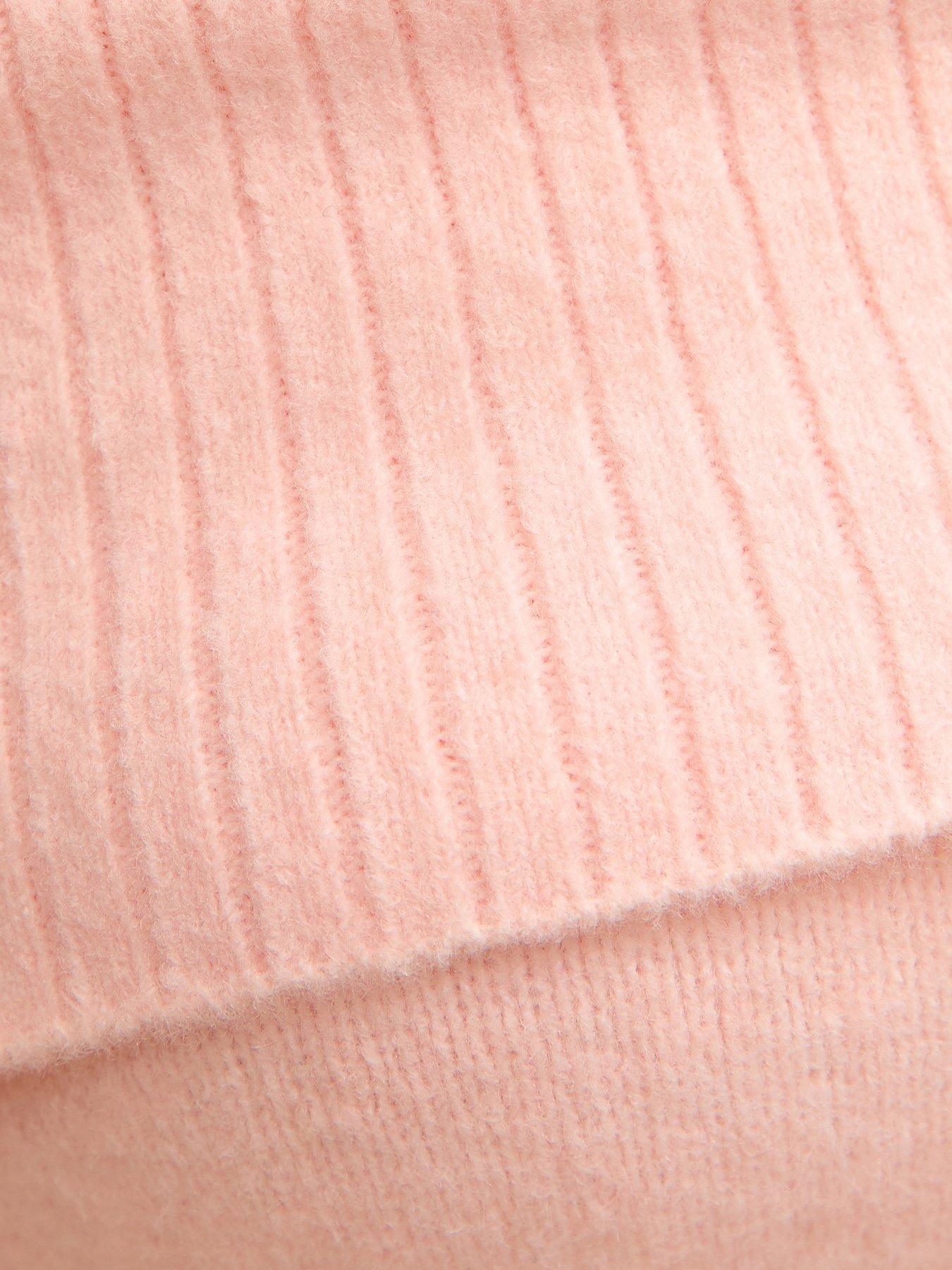 New Look 915 Girls Fold Over Bardot Knitted Jumper - Light Pink | Very