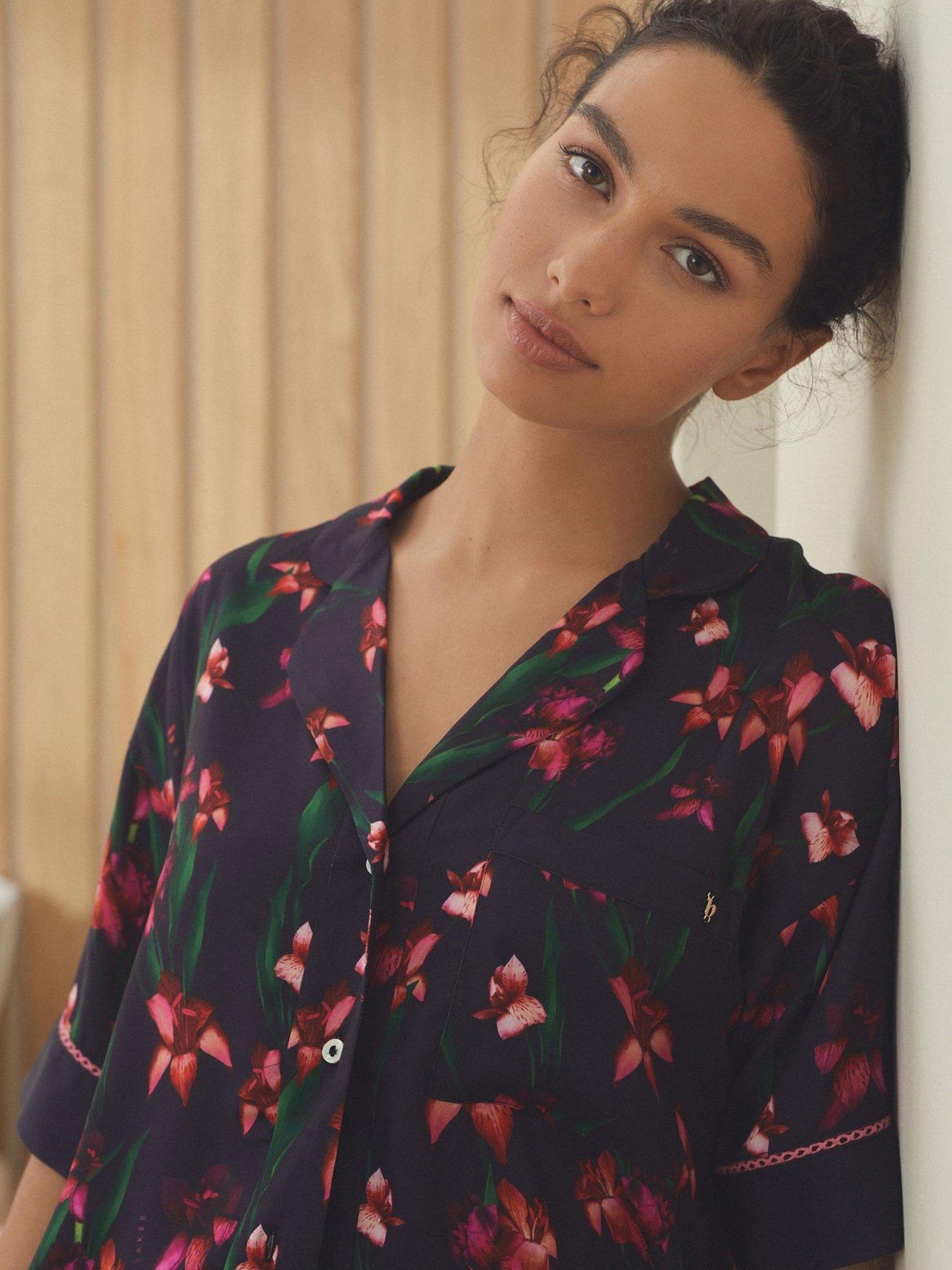 B By Ted Baker Floral Satin Pyjama Set - Navy | Very